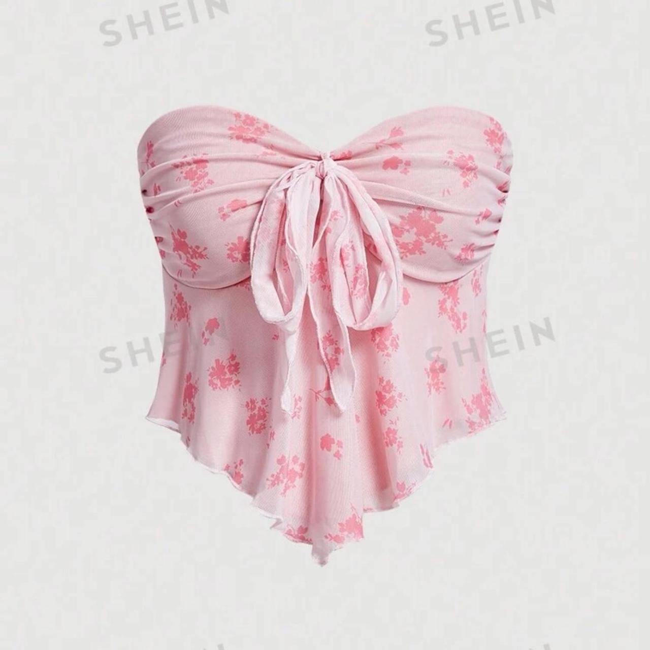 shien pink tube top never worn size: small -more... - Depop