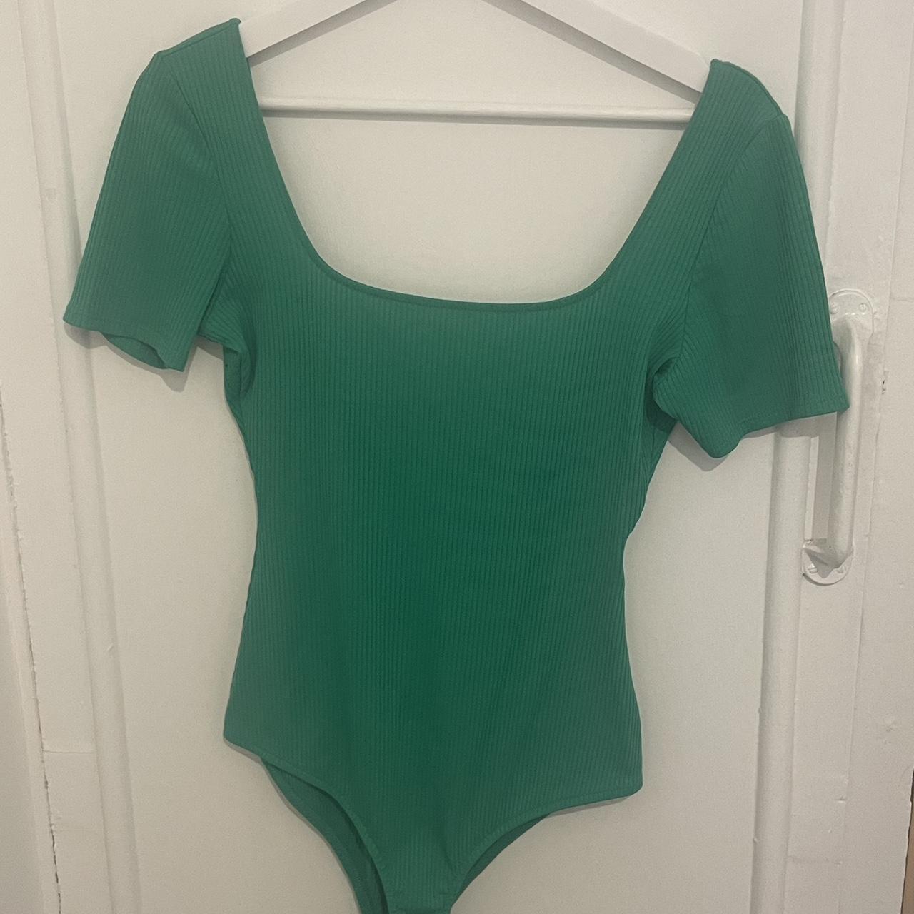 Emerald green Sezane body suit. Ribbed cotton... - Depop