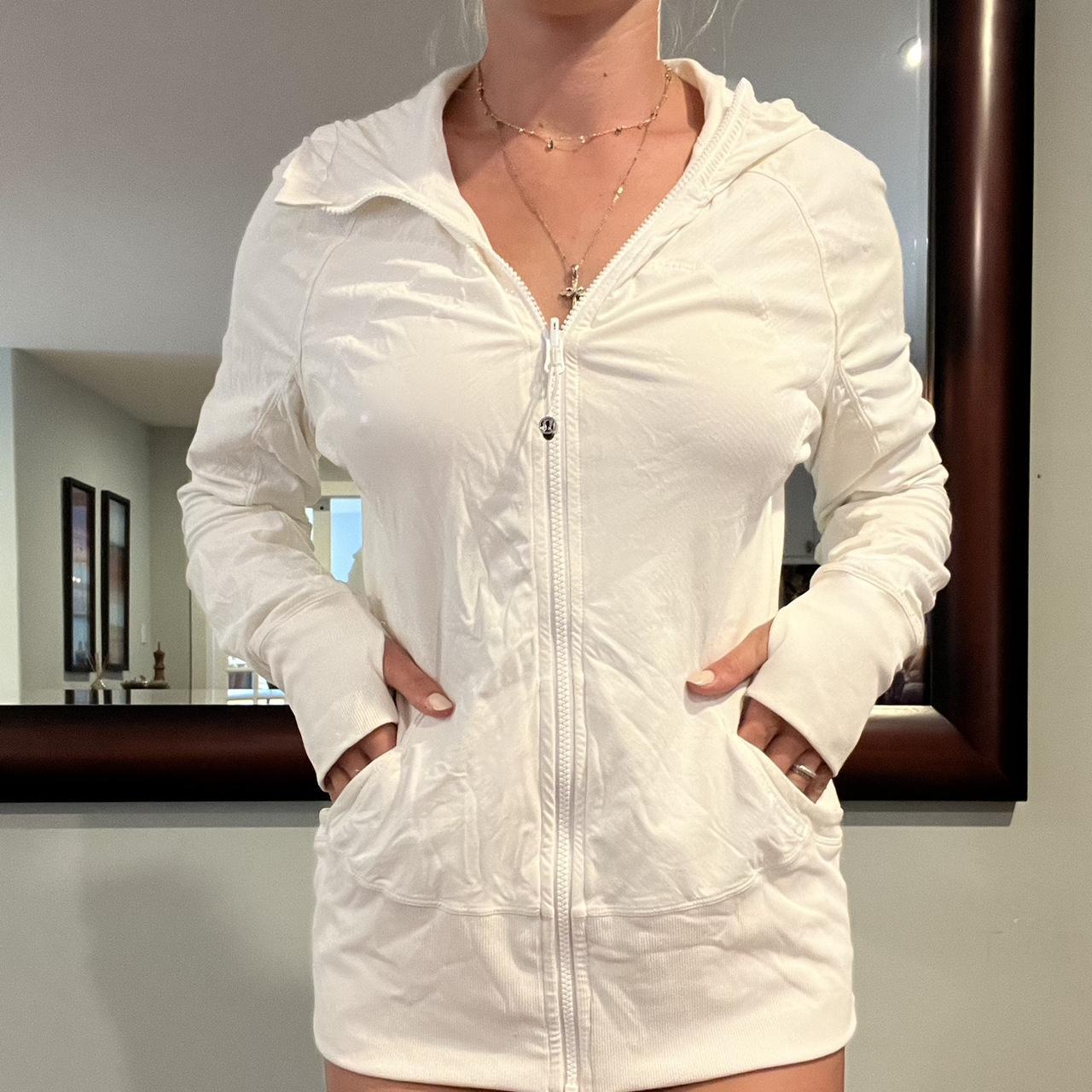 White lululemon zip up jogging jacket - Depop