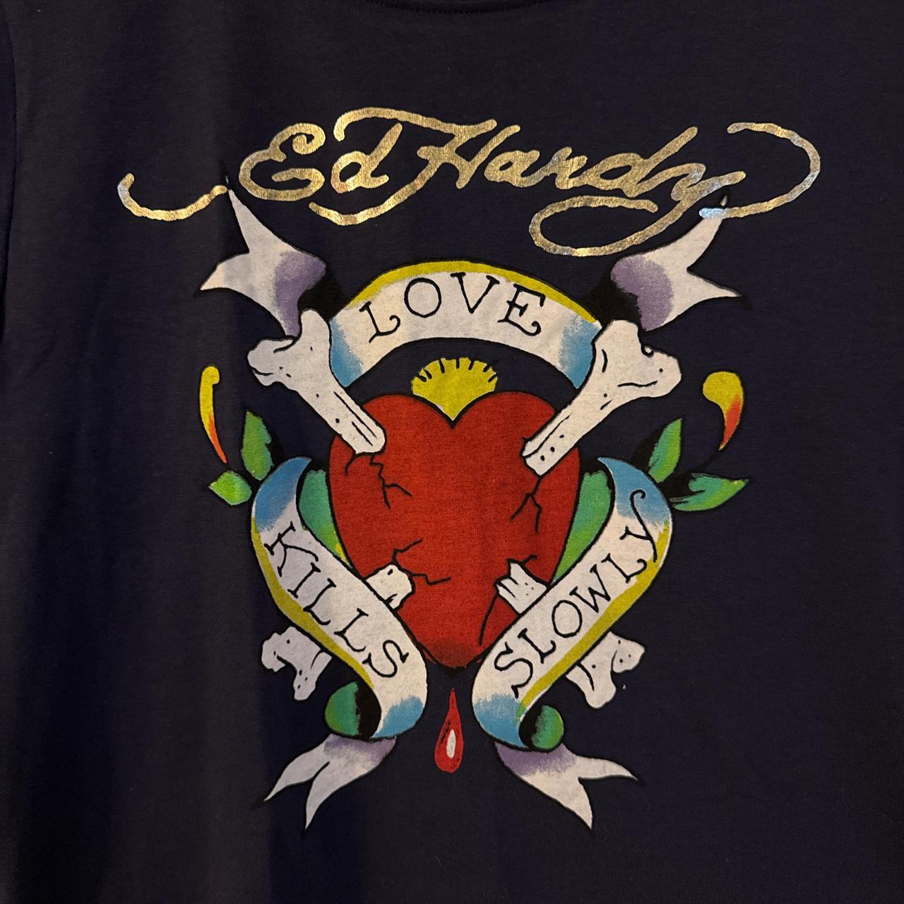 ed hardy vintage baby t ☠️ - navy blue - size large... | Depop