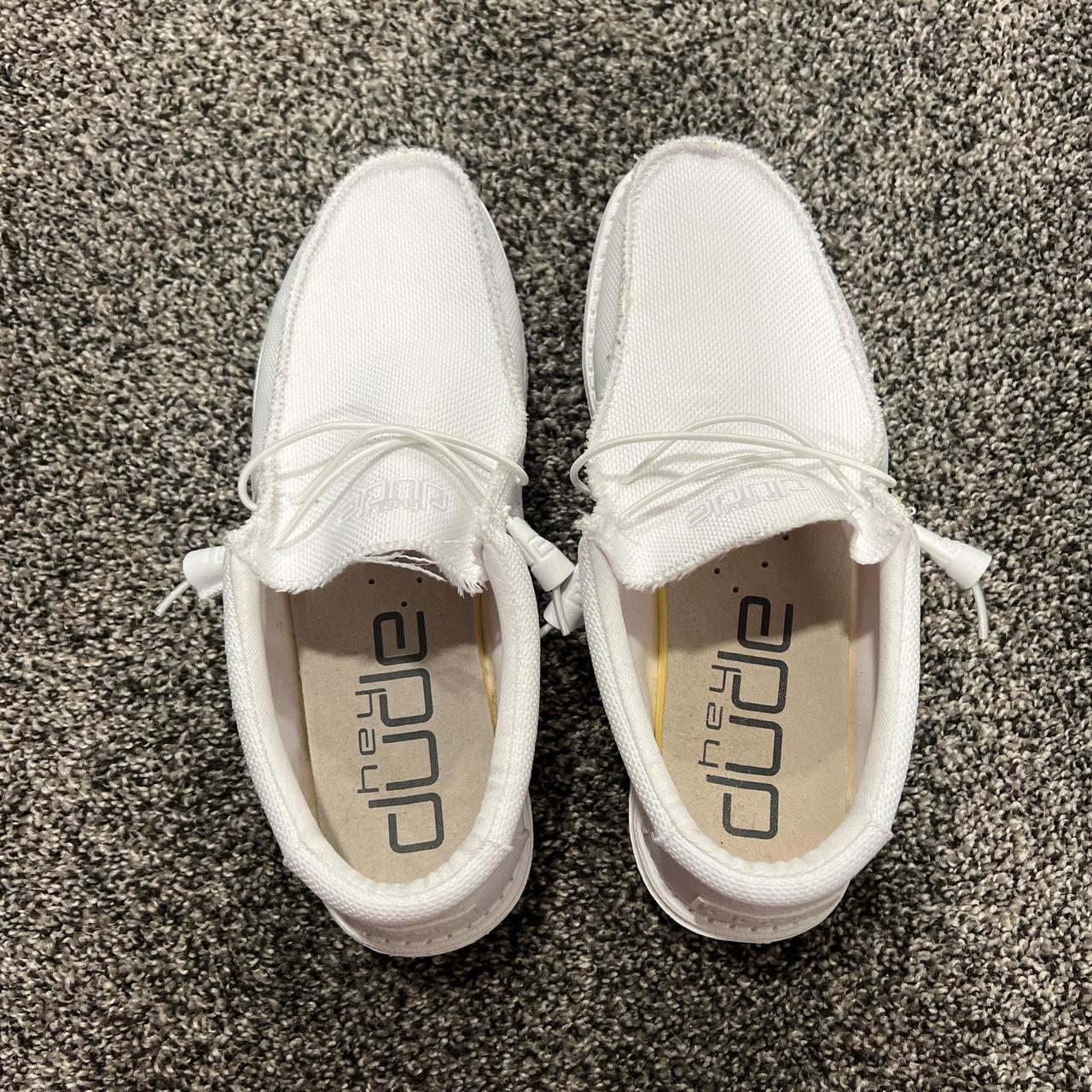 All white hey dude shoes size 9 men’s - Depop