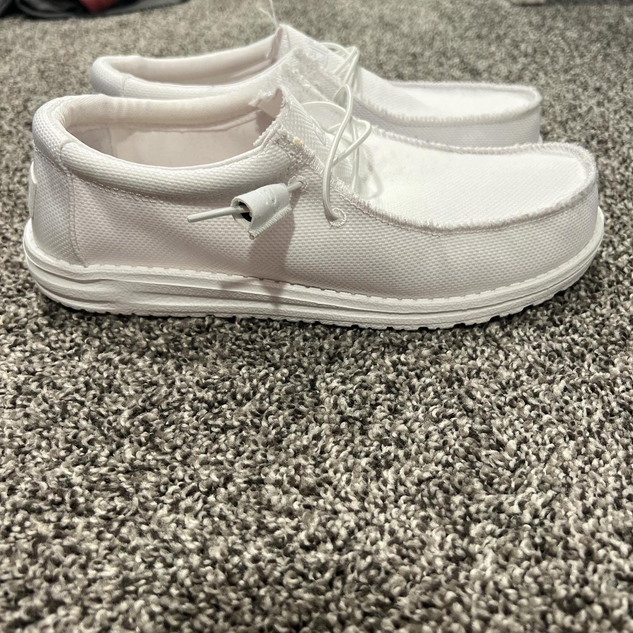 All white hey dude shoes size 9 men’s - Depop