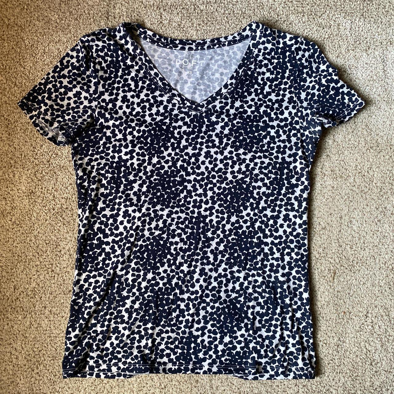 Cute indigo and white Loft t-shirt, cotton and... - Depop
