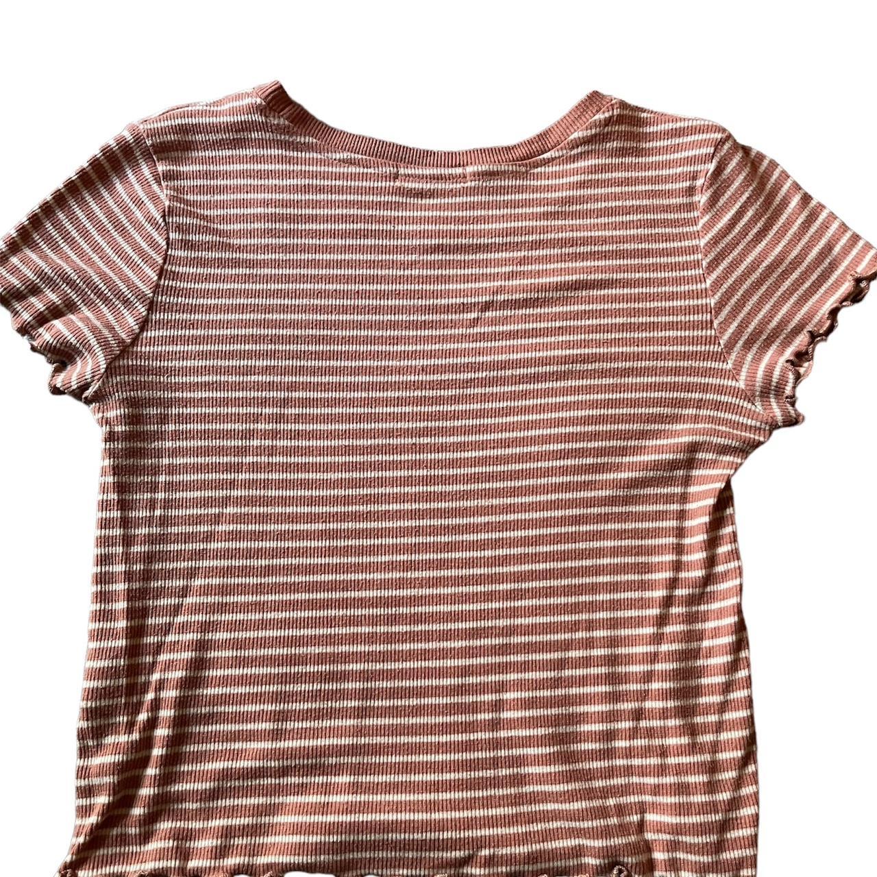 cute pink and white striped crop top lightweight... - Depop