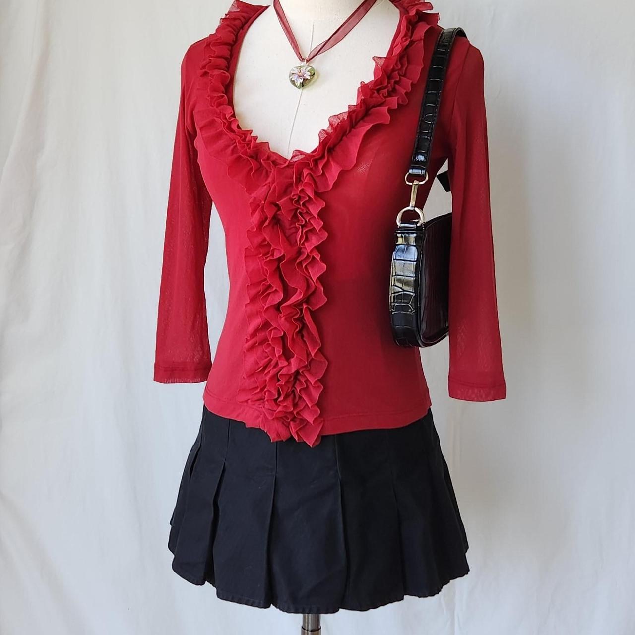 Y2K Vamp mesh top by Barami 🥀 Gorgeous red color,... - Depop