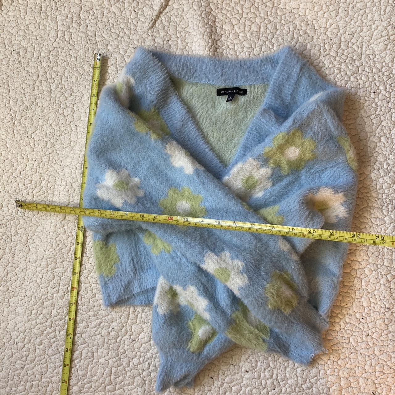 Fuzzy blue flower pattern pacsun cardigan - never... - Depop