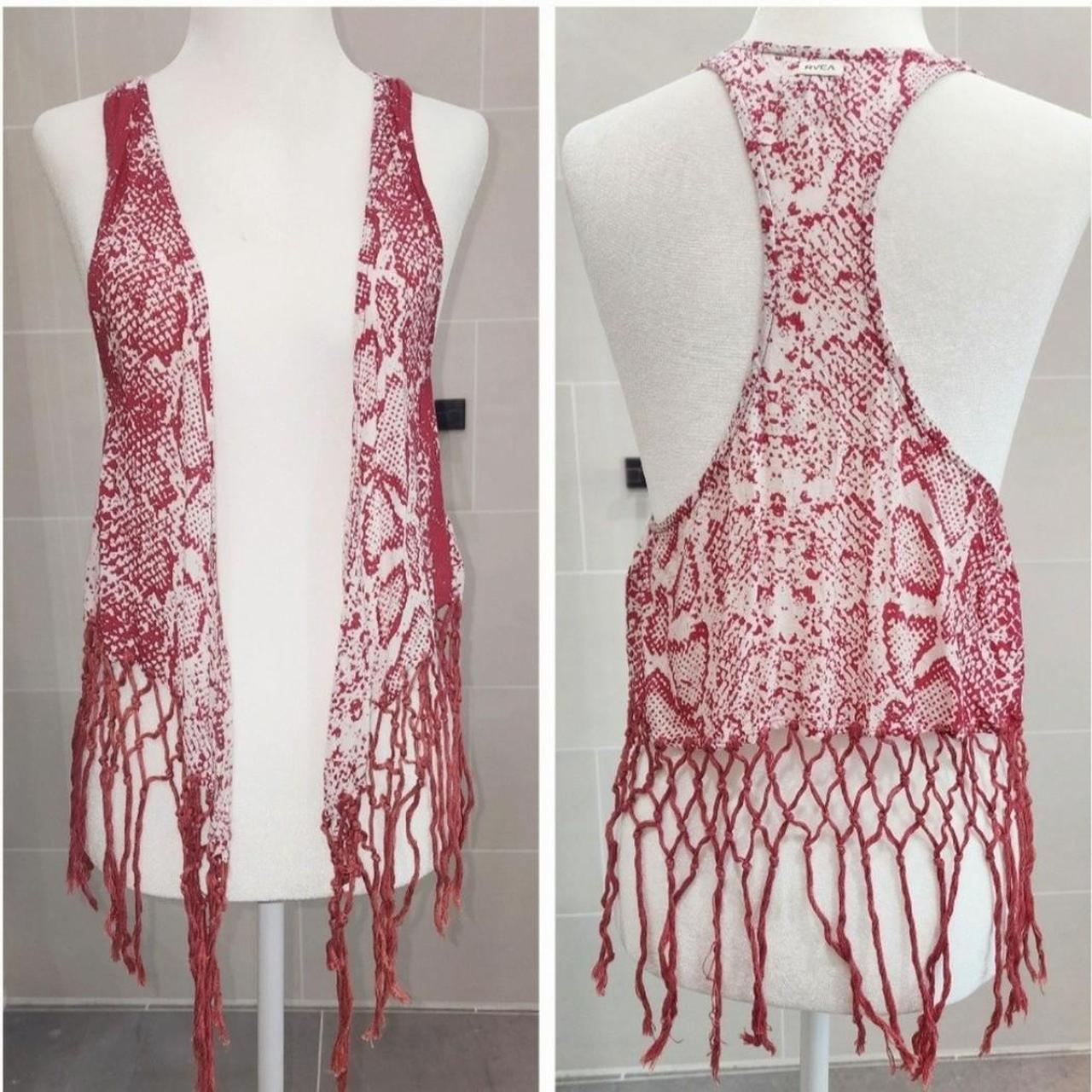 RVCA Fringe Vest Snake Print size XS/S #snakeprint... - Depop