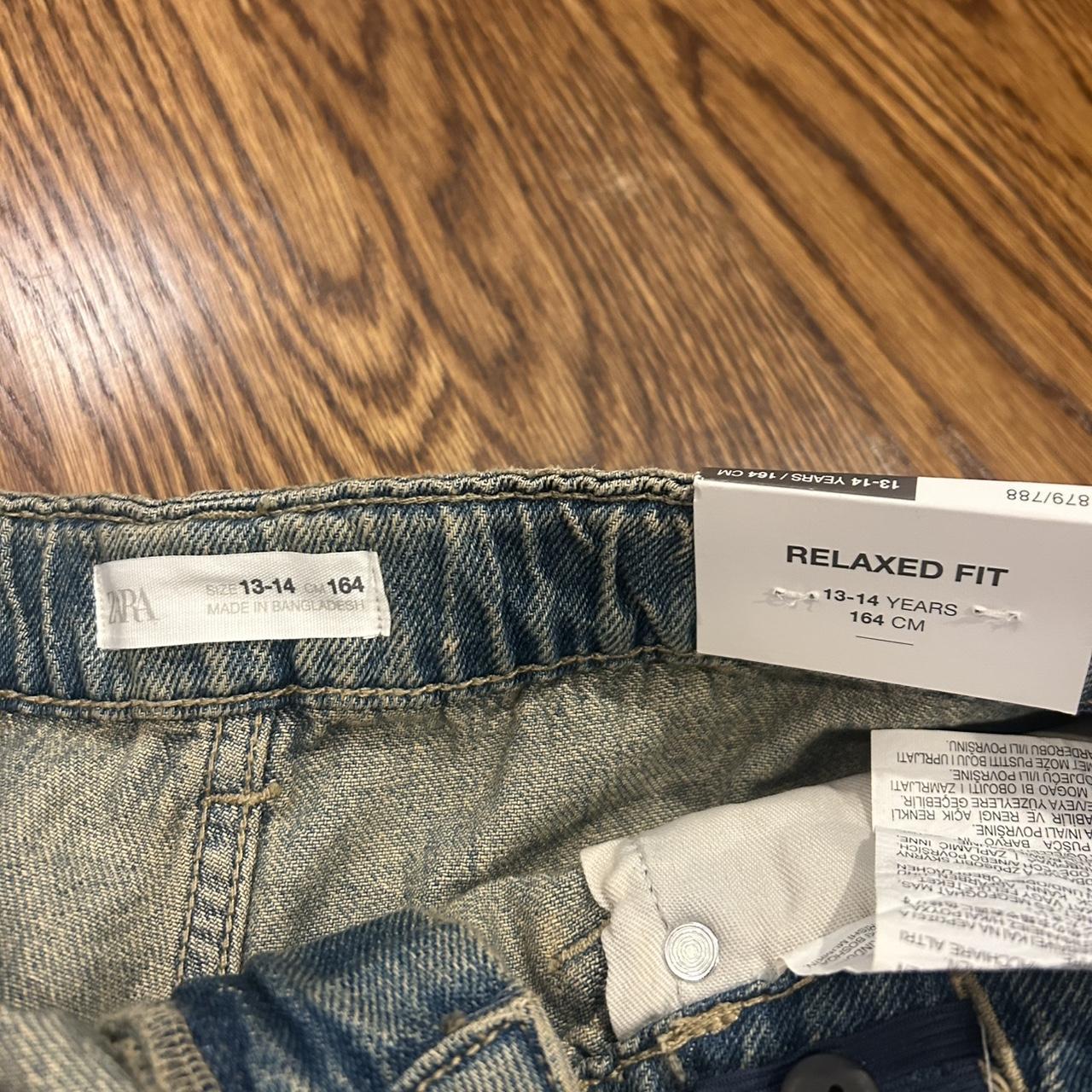 Super tuff washed blue denim baggy jorts from ZARA... | Depop