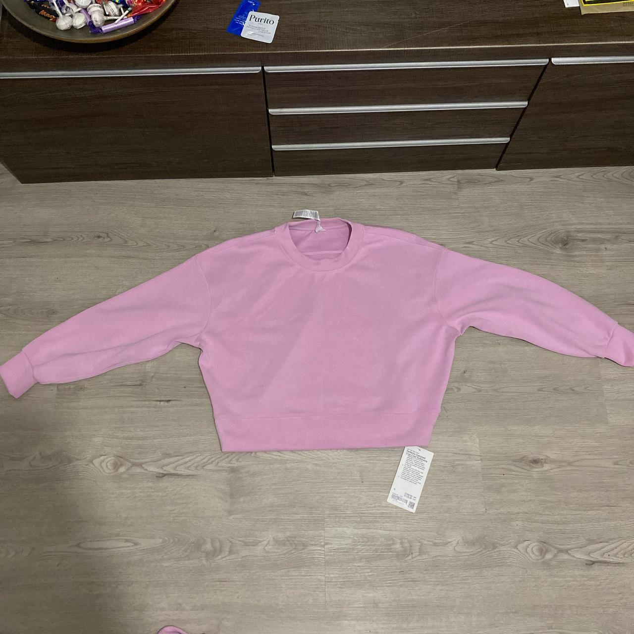 Lululemon Pink Cropped Jumper (Set Available) Oversized - Depop