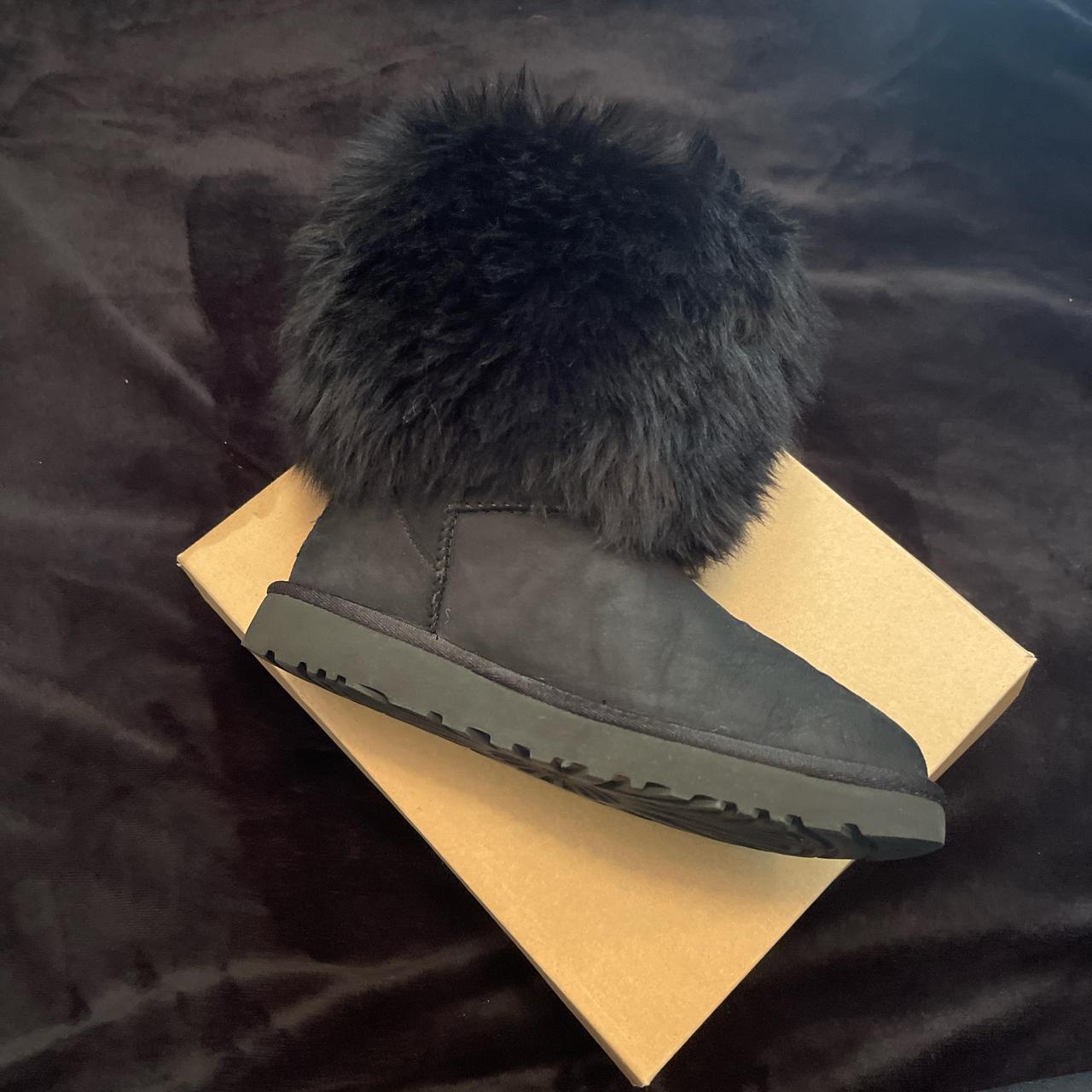Ugg Authentic Black Furry Boots Size USA 7 - Depop