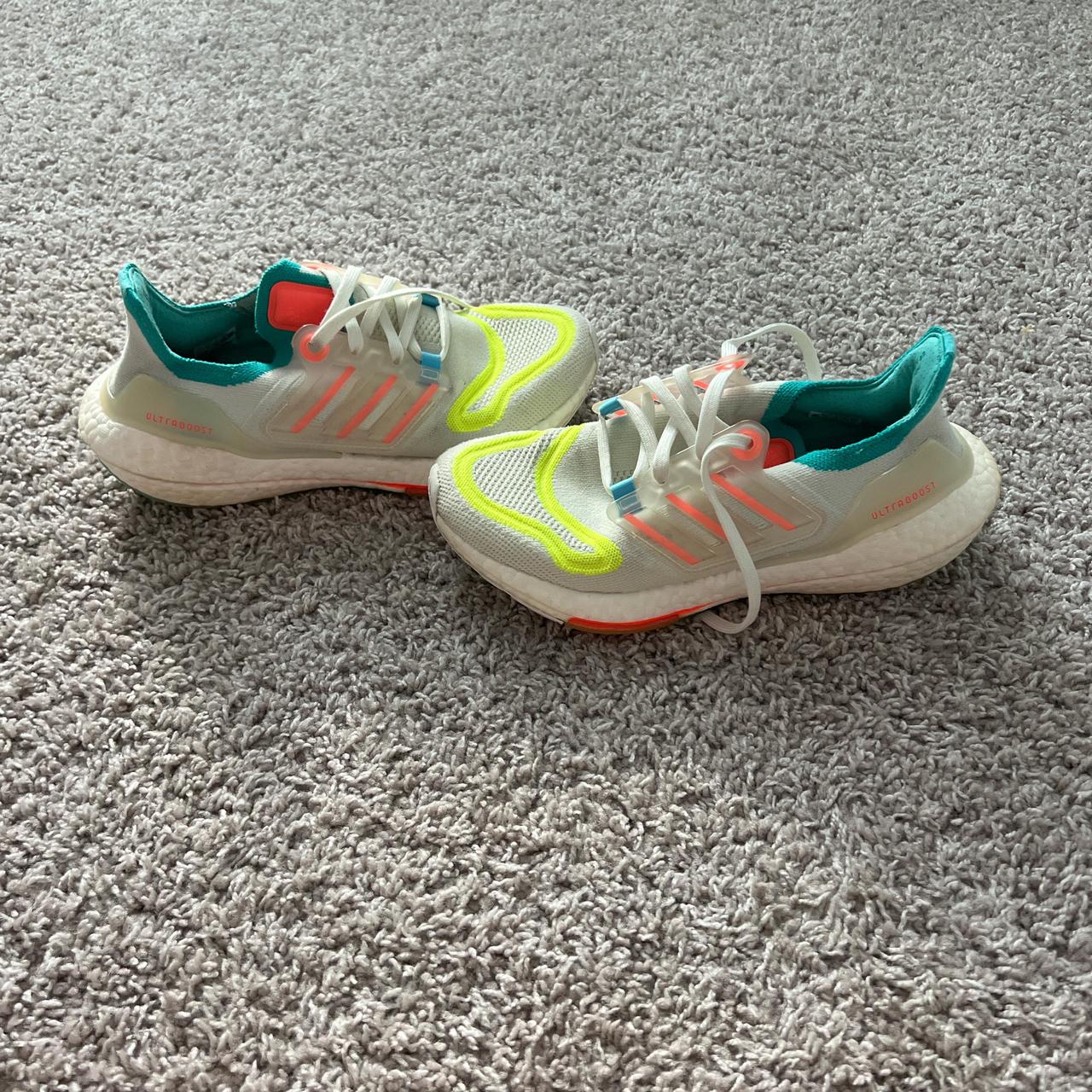 Multi color neon adidas ultra boost fits like a... - Depop