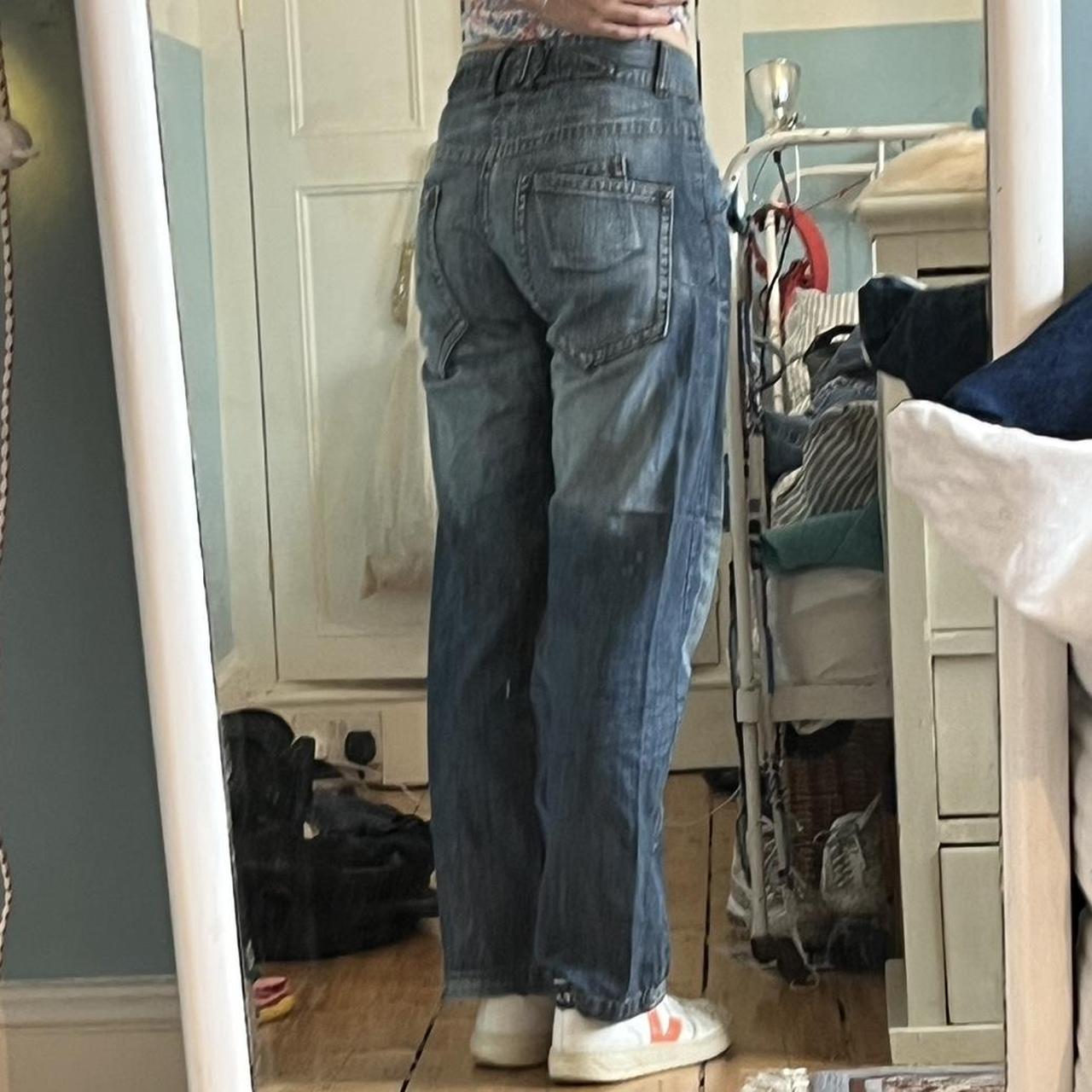 Bench cargo straight wide leg mid blue washed faded... - Depop