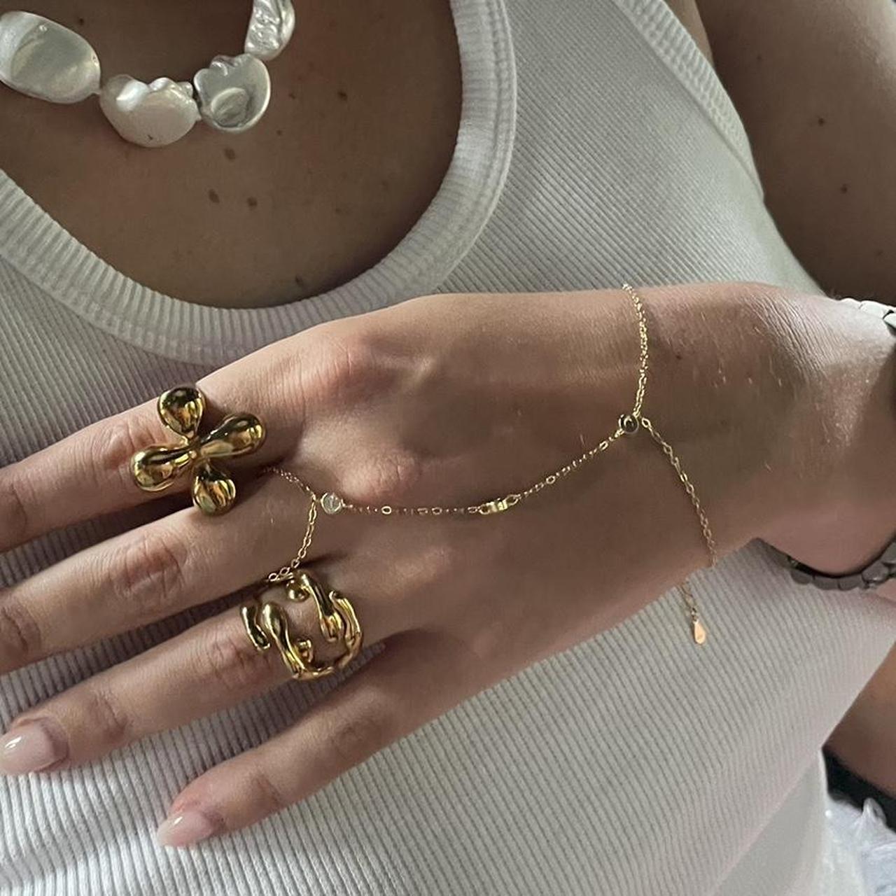 Gold hand chain 925 Sterling Silver hand chain... - Depop