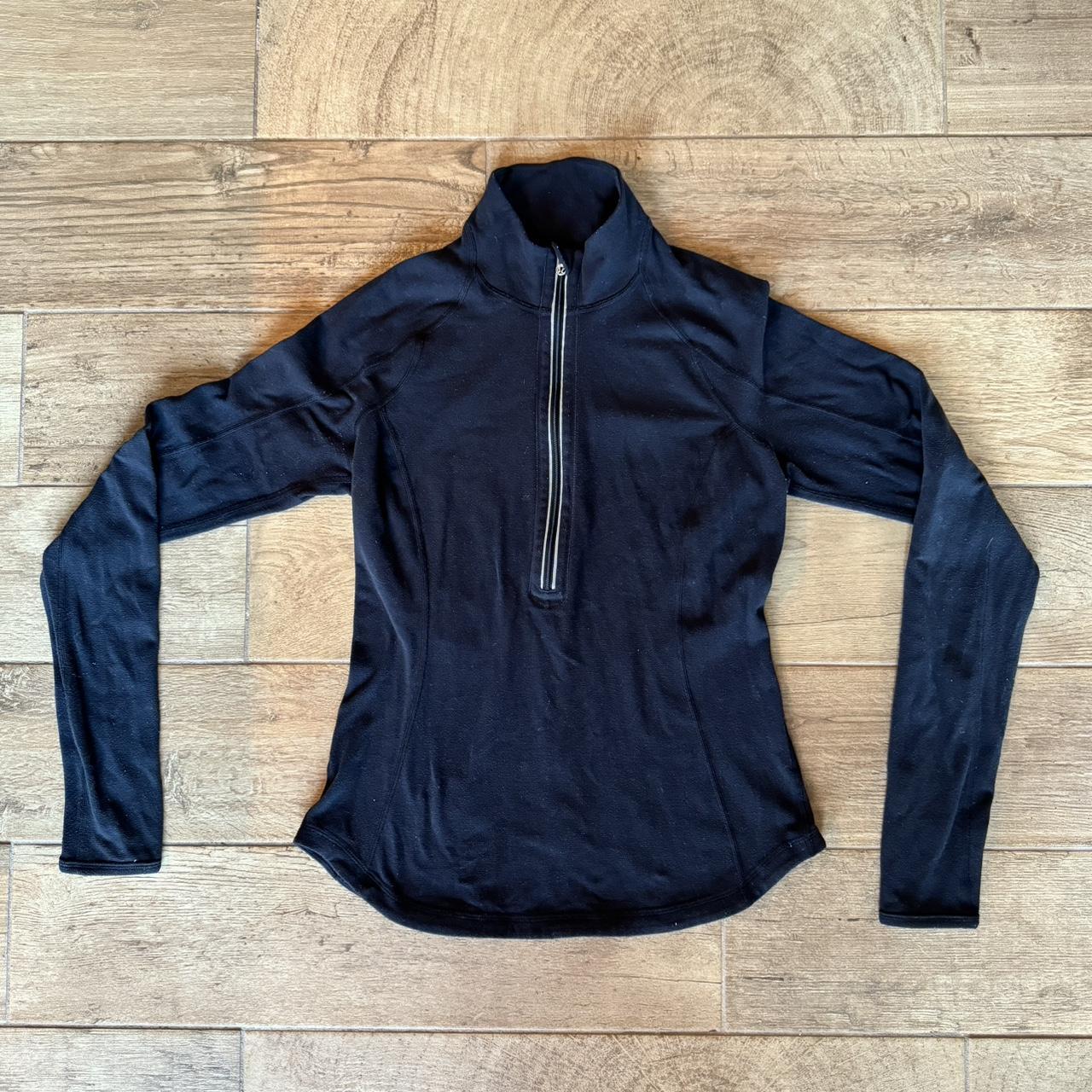 3/4 zip fitted black Lululemon jacket - Depop