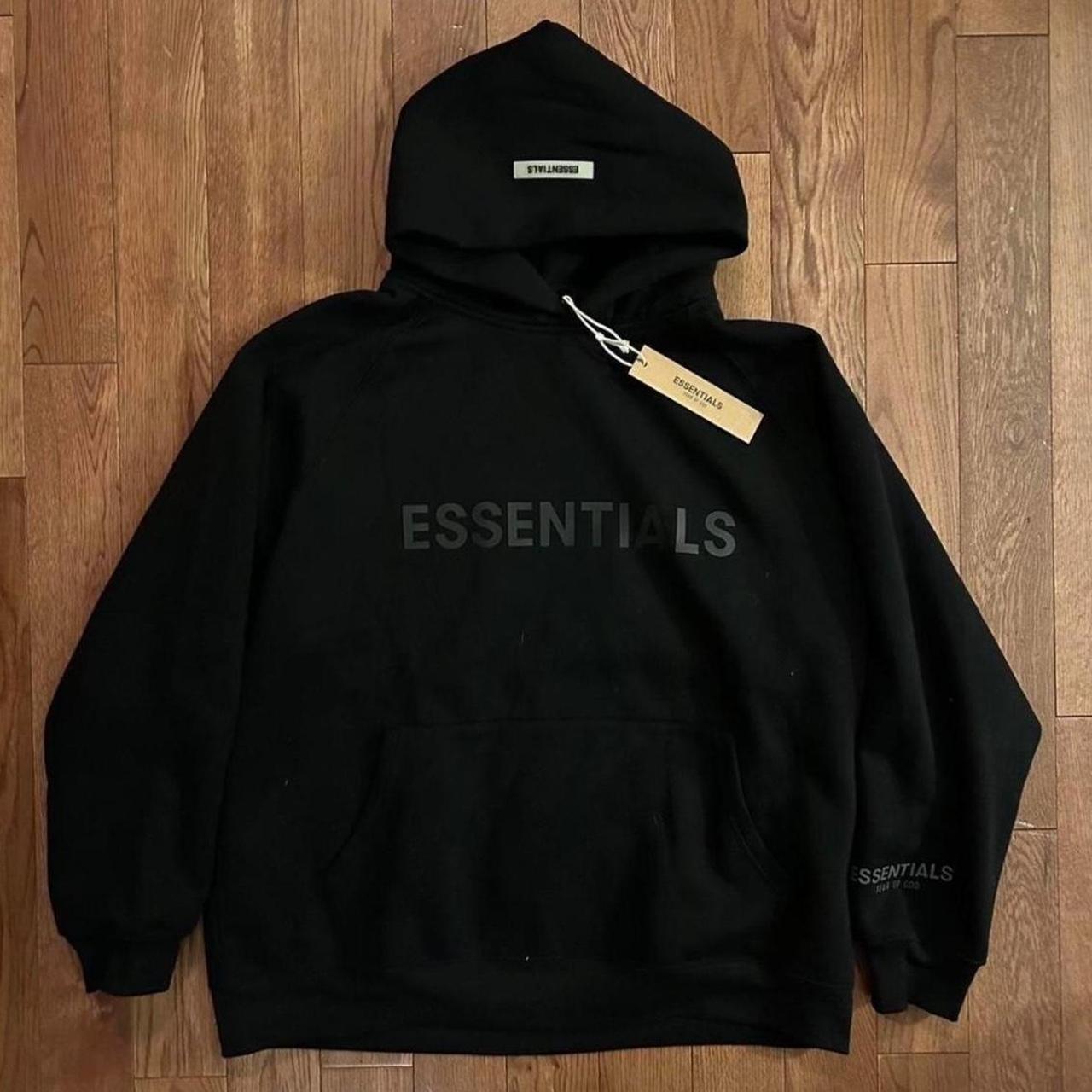 Black essentials hoodie, never worn - Depop