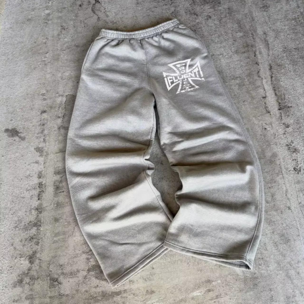 Grey Cross Print SweatPants Sizes S-XXl Fast Shipping | Depop