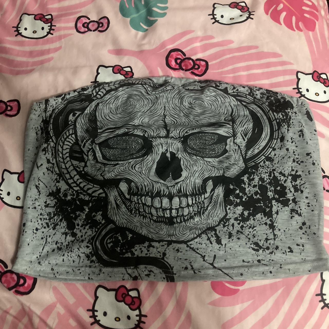💋 Skull grunge Y2K emo tube top - Depop