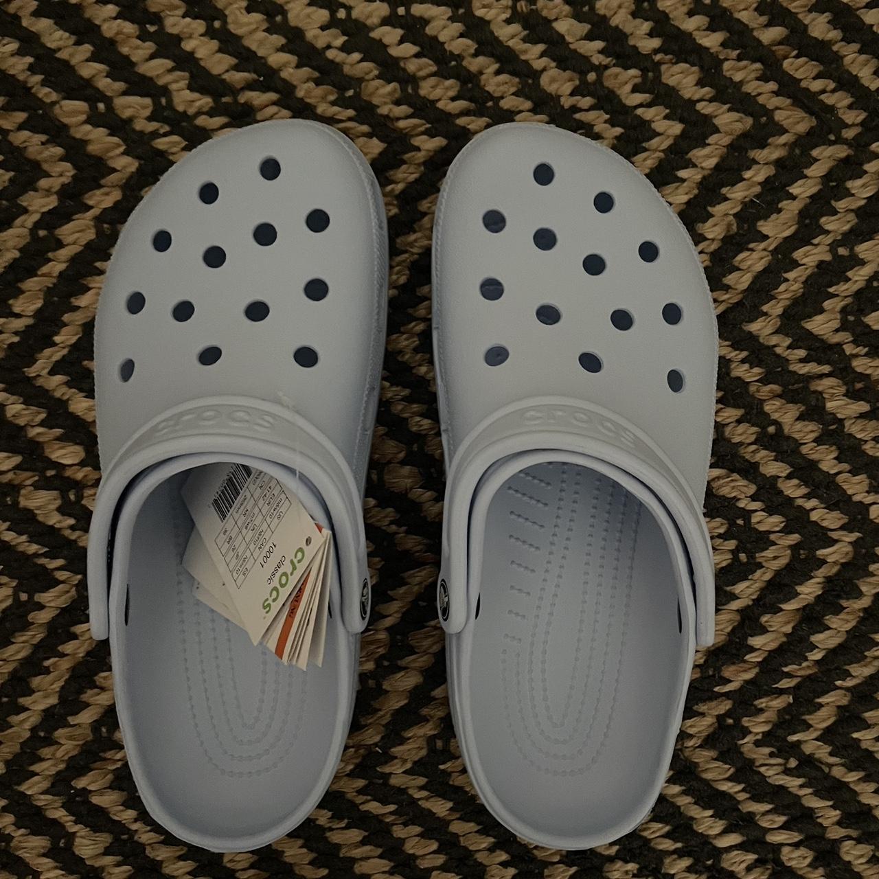 Unisex Crocs - light blue M8 W10 - Depop