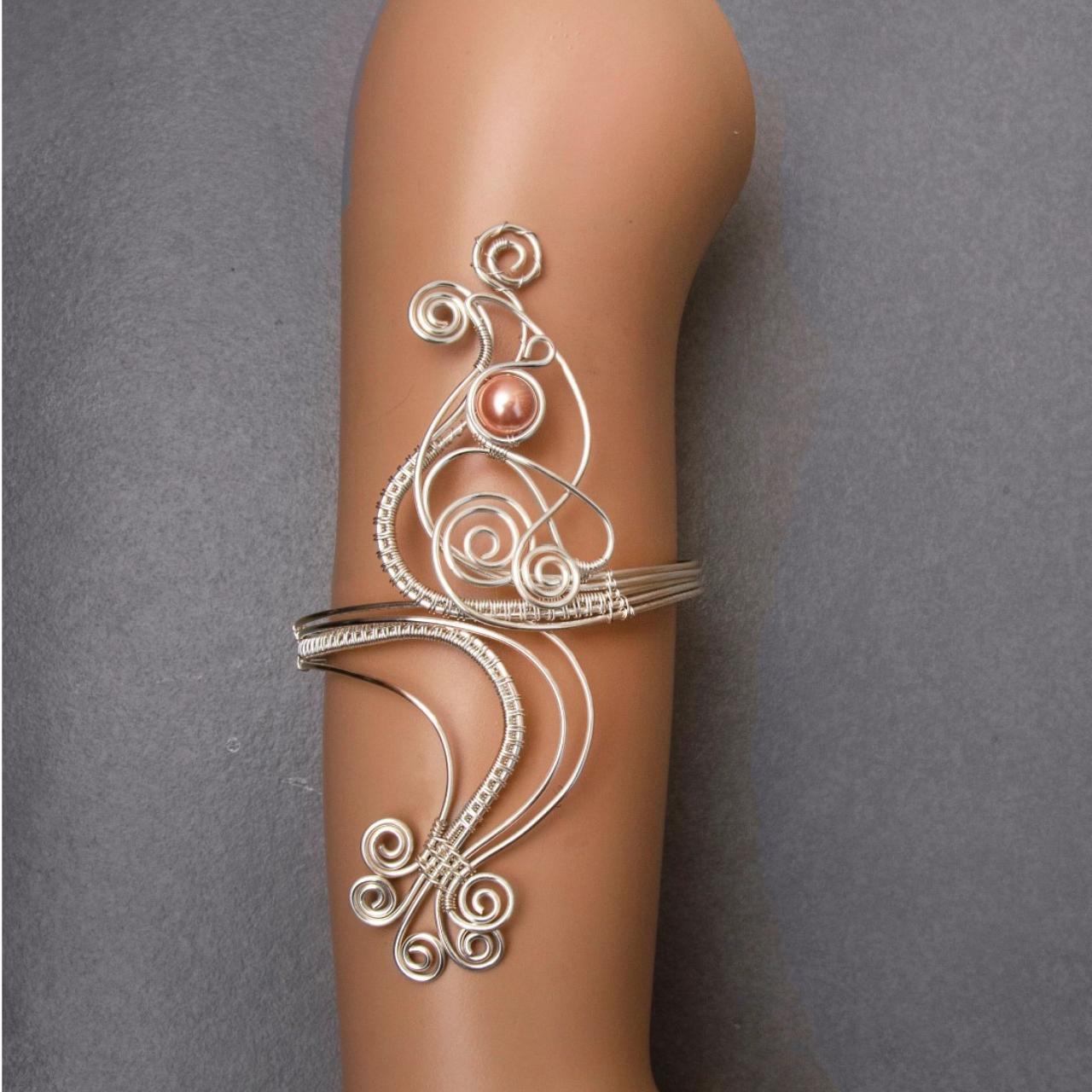 Bridal Jewellery. Silver plated Arm cuff Beautiful... - Depop