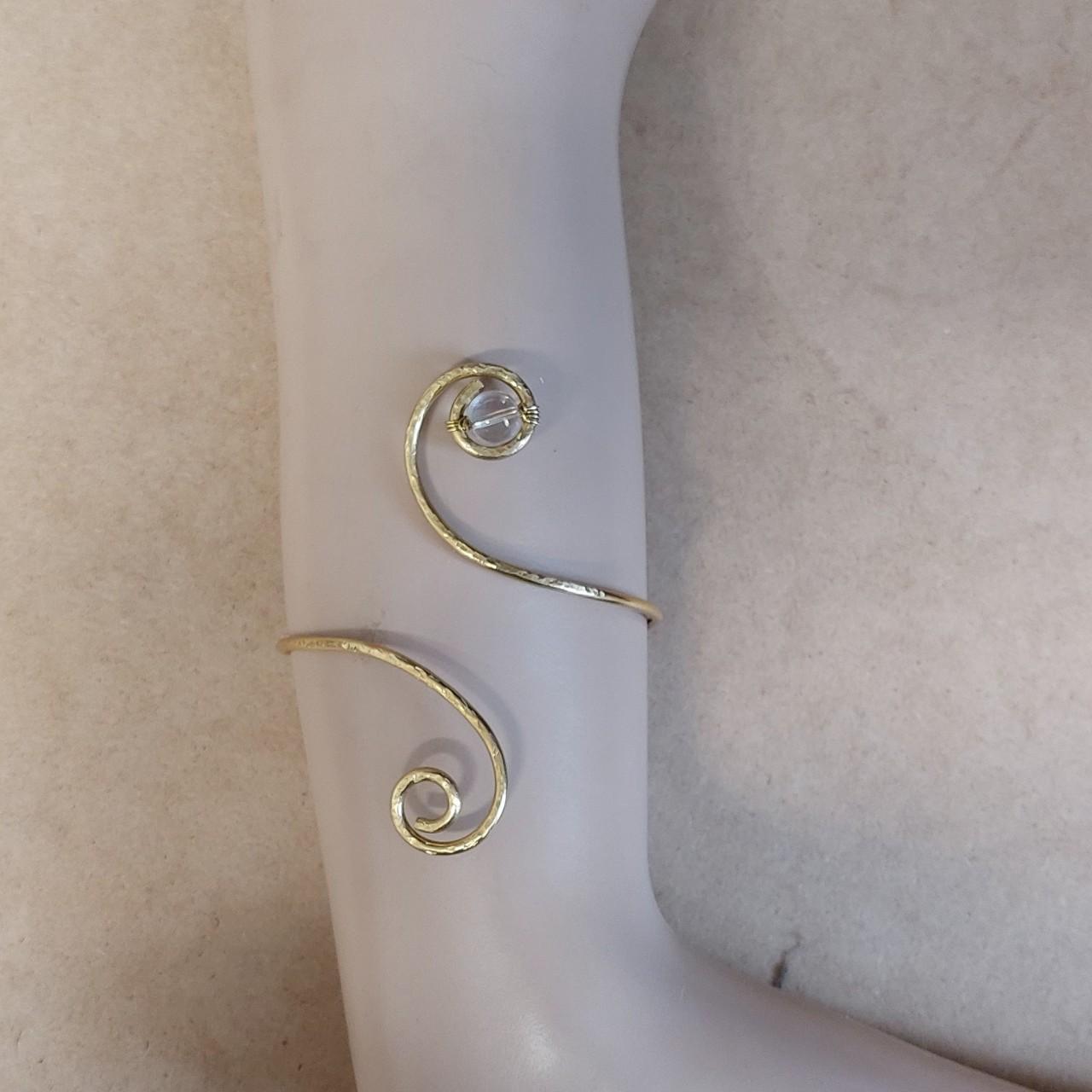 Handmade arm cuff ,pure brass wire with clear... - Depop
