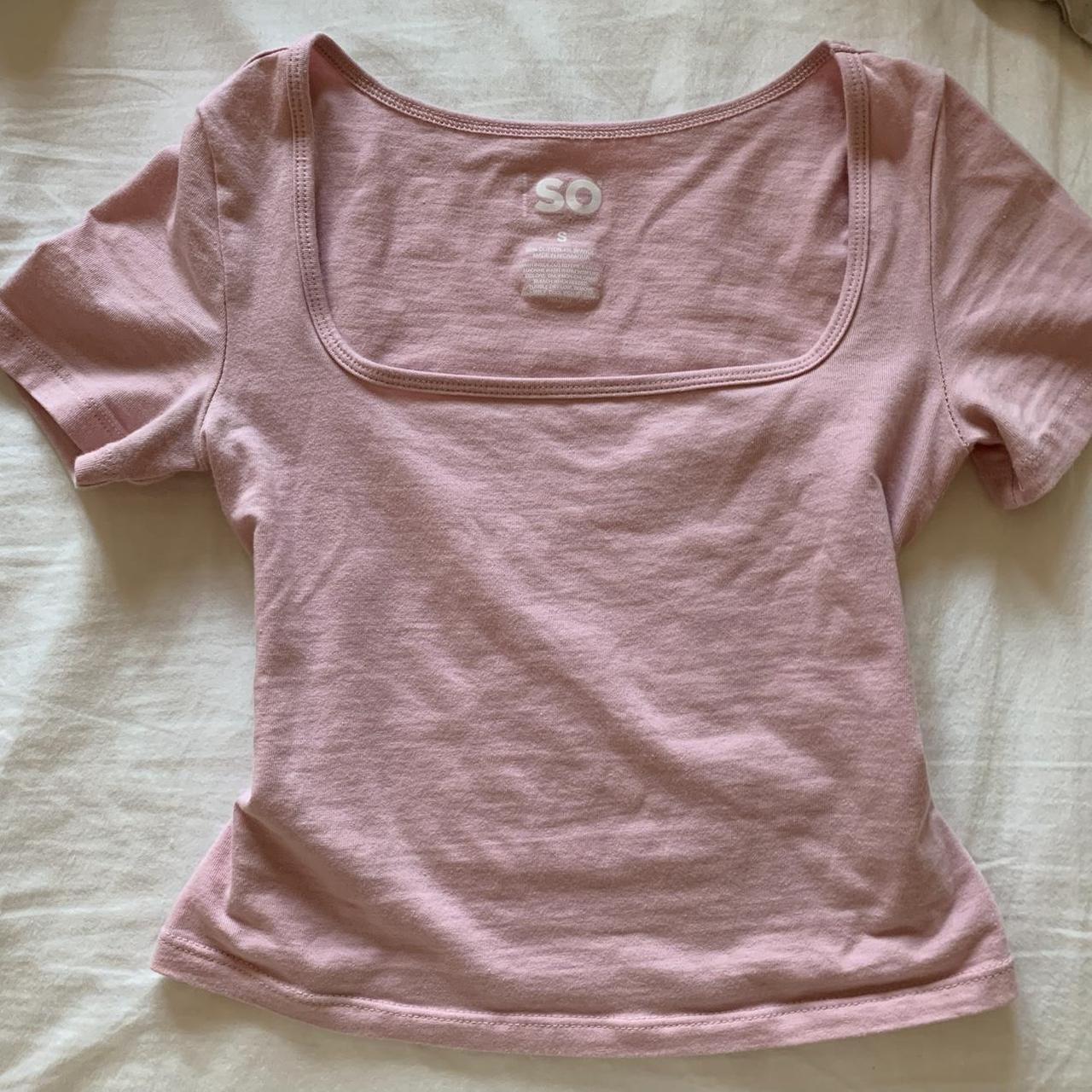 light pink square neck top size S but fits a little... | Depop