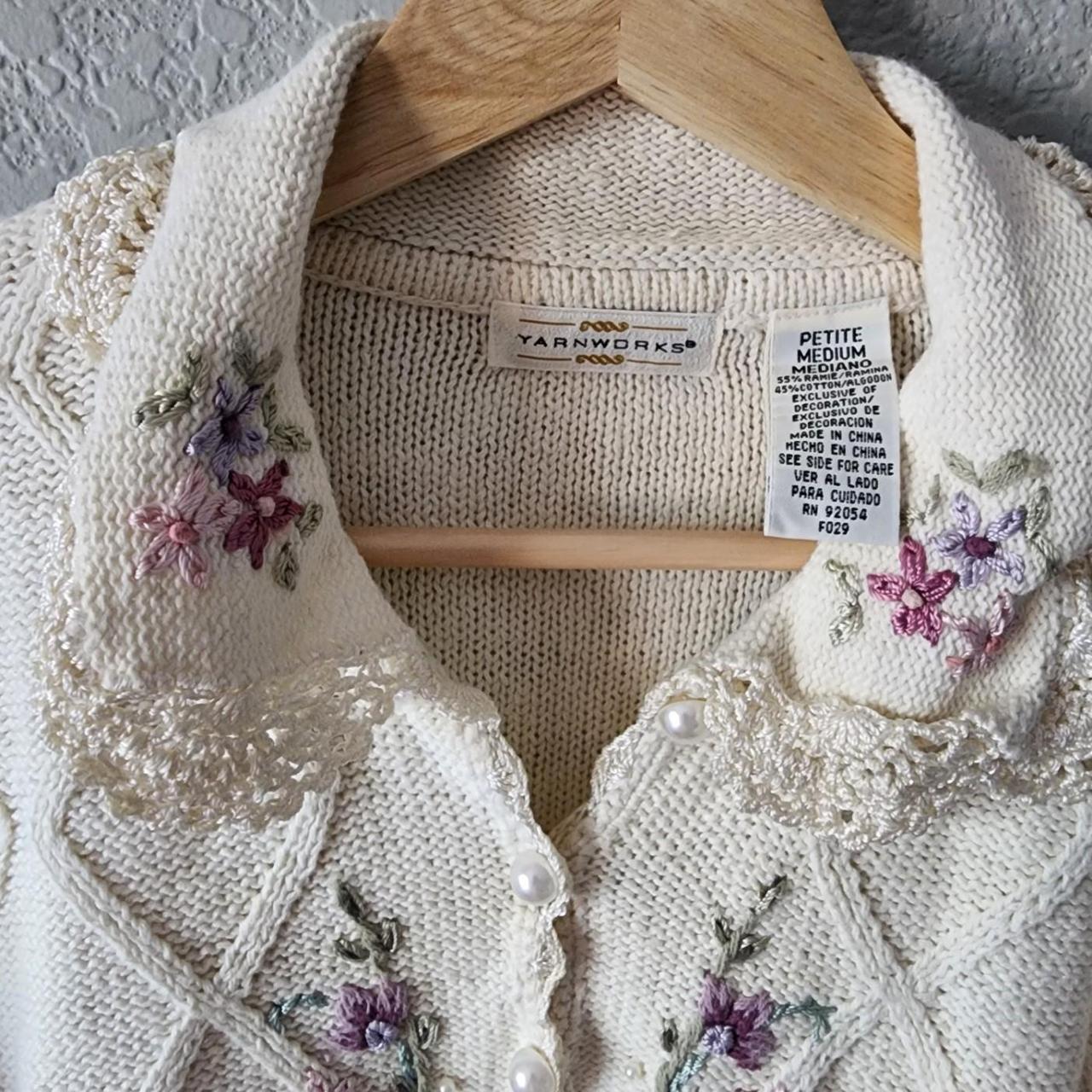Vintage flower embroidered cardigan SUPER RARE... | Depop