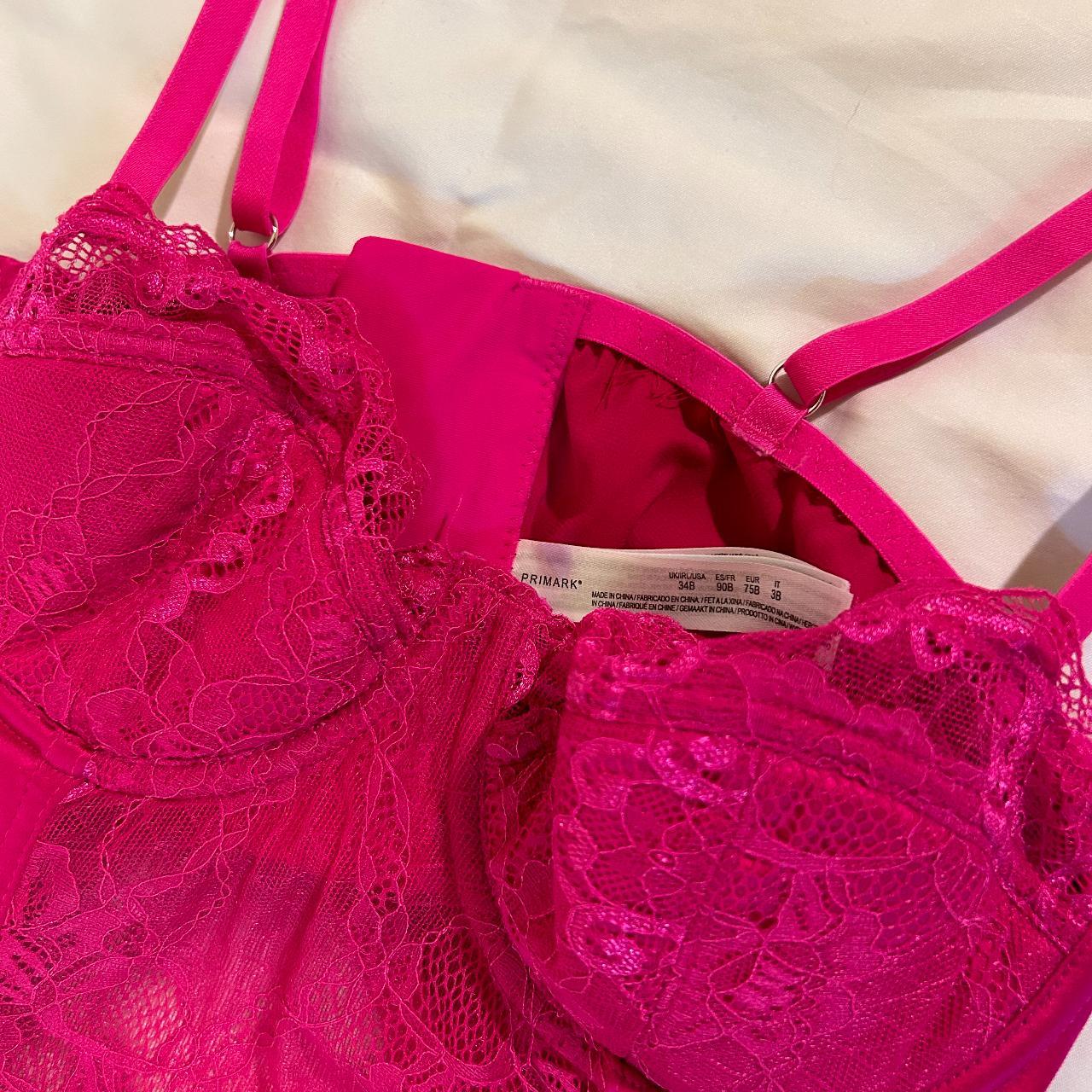 hot pink lace bralette corset top - Depop