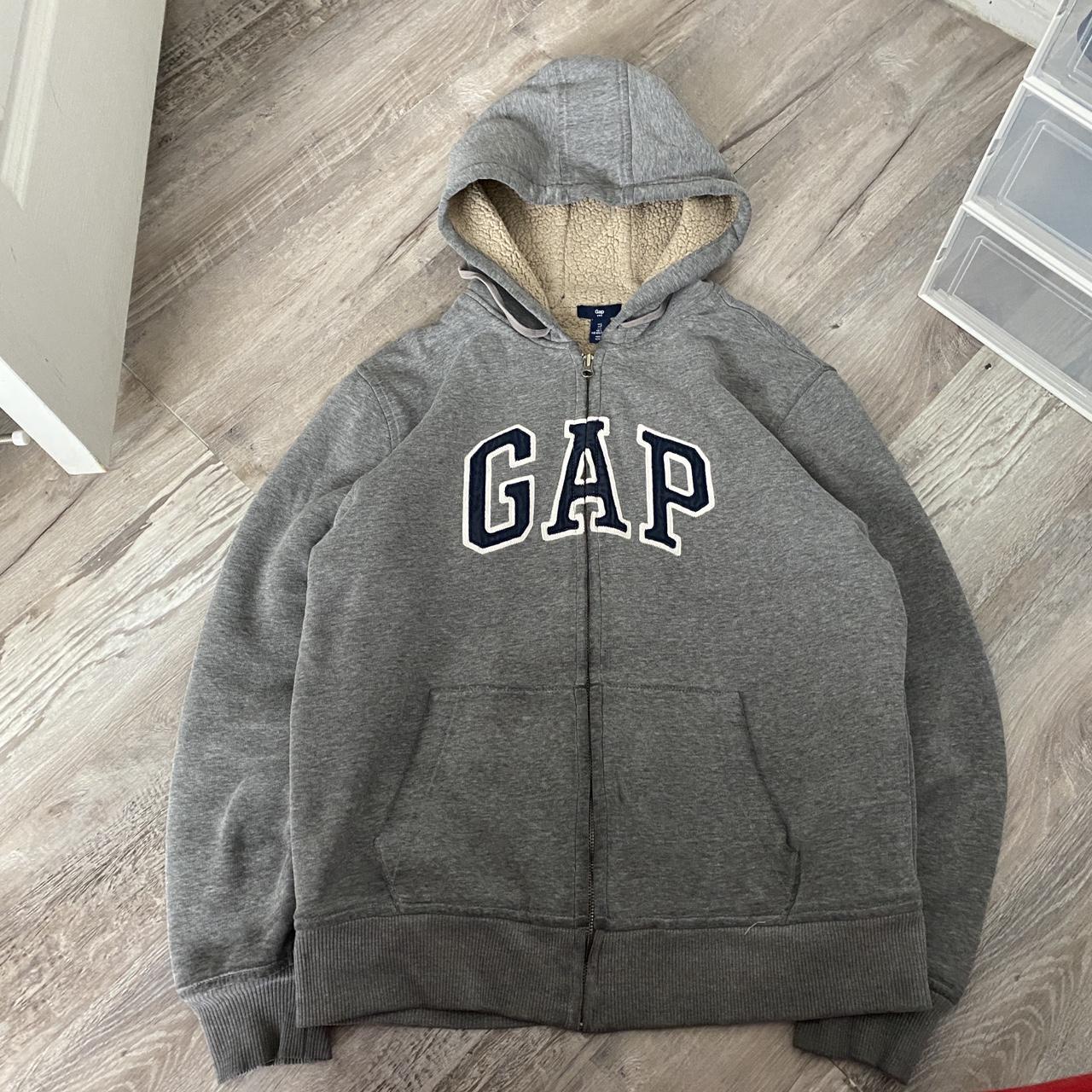 super cool vintage gap fur zip up hoodie‼️‼️‼️pls... | Depop