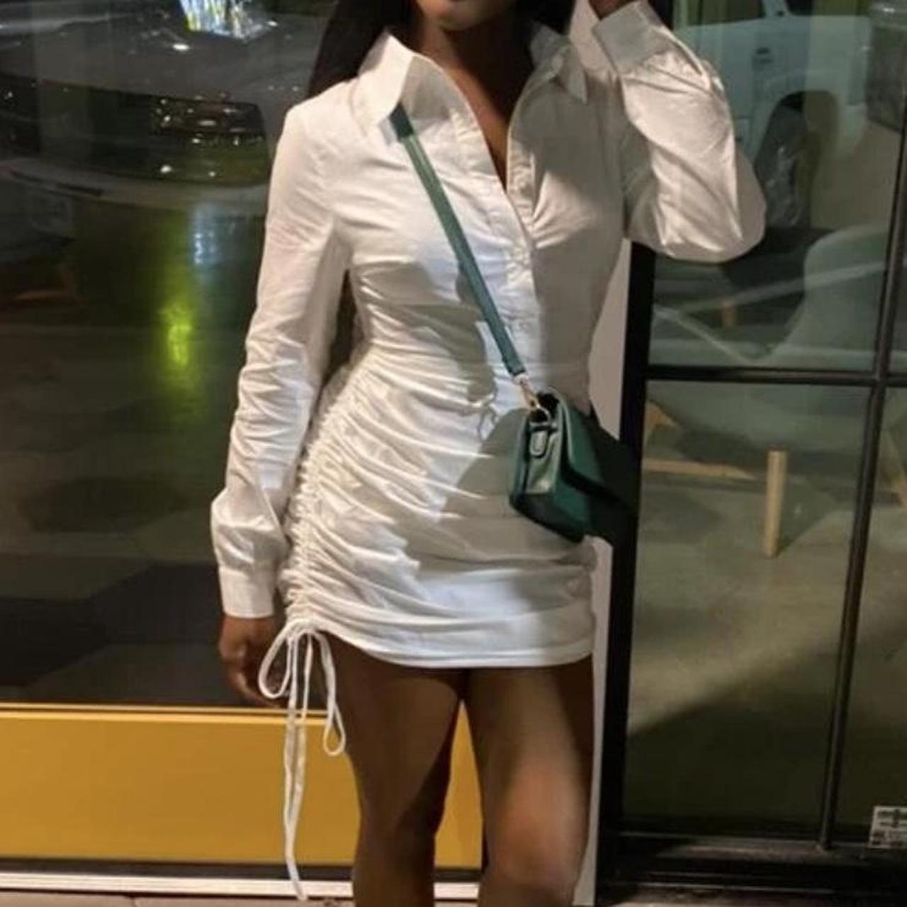 White drawstring dress - Depop