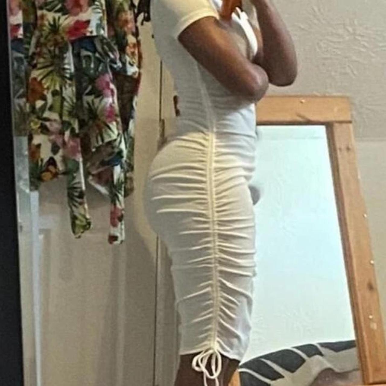 White drawstring dress - Depop