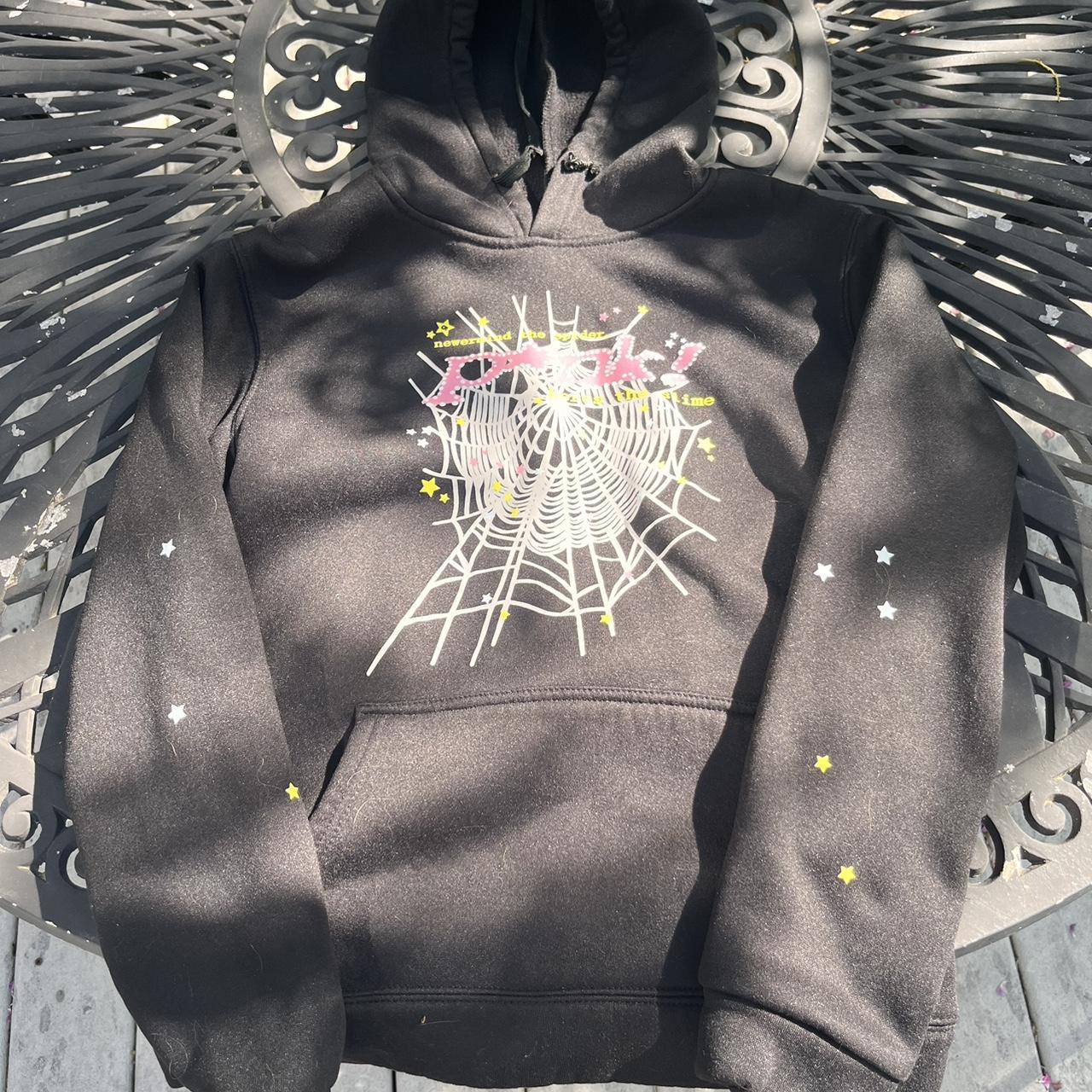 PINK spider web sweatshirt - Depop