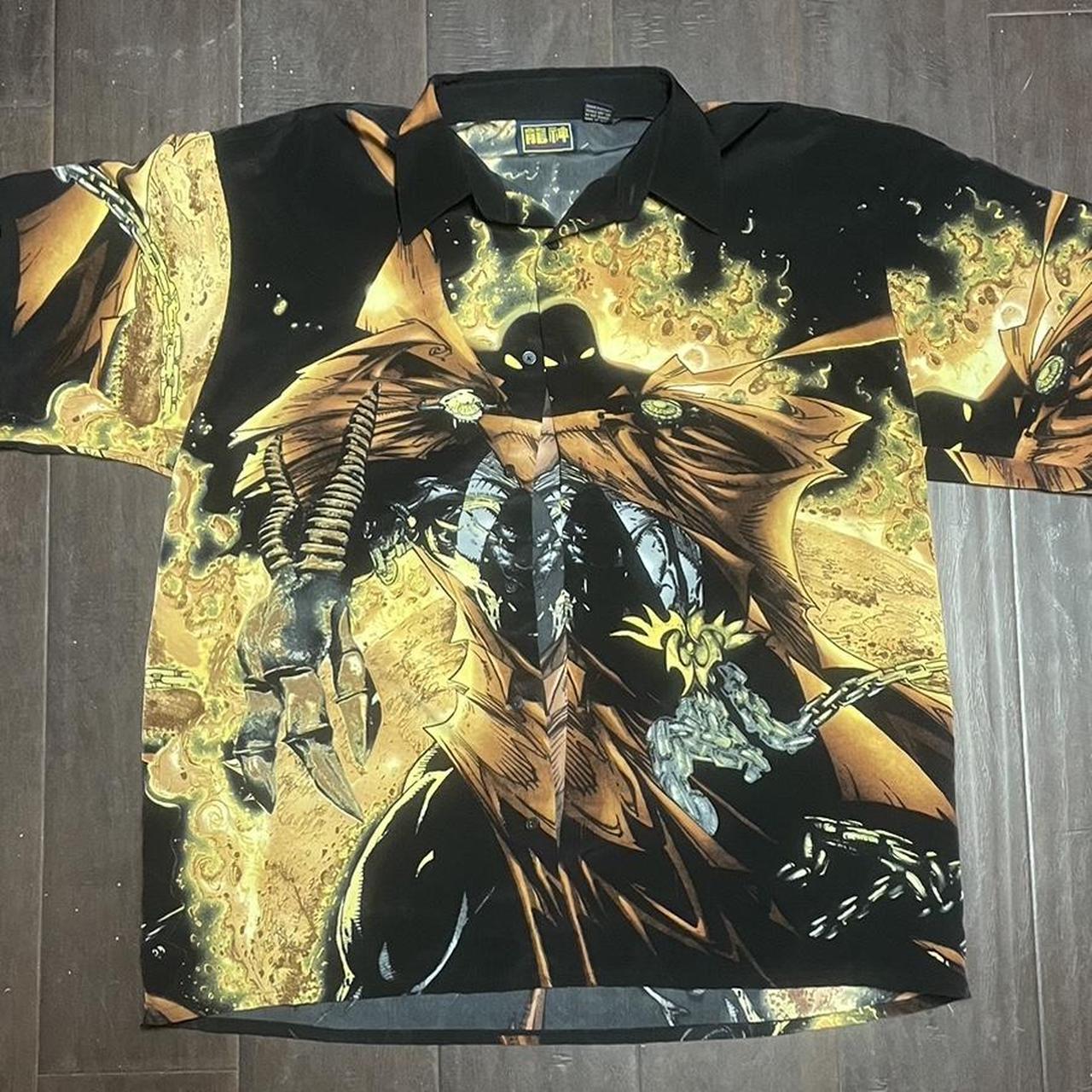Vintage Japanese Spawn button up tshirt great... - Depop
