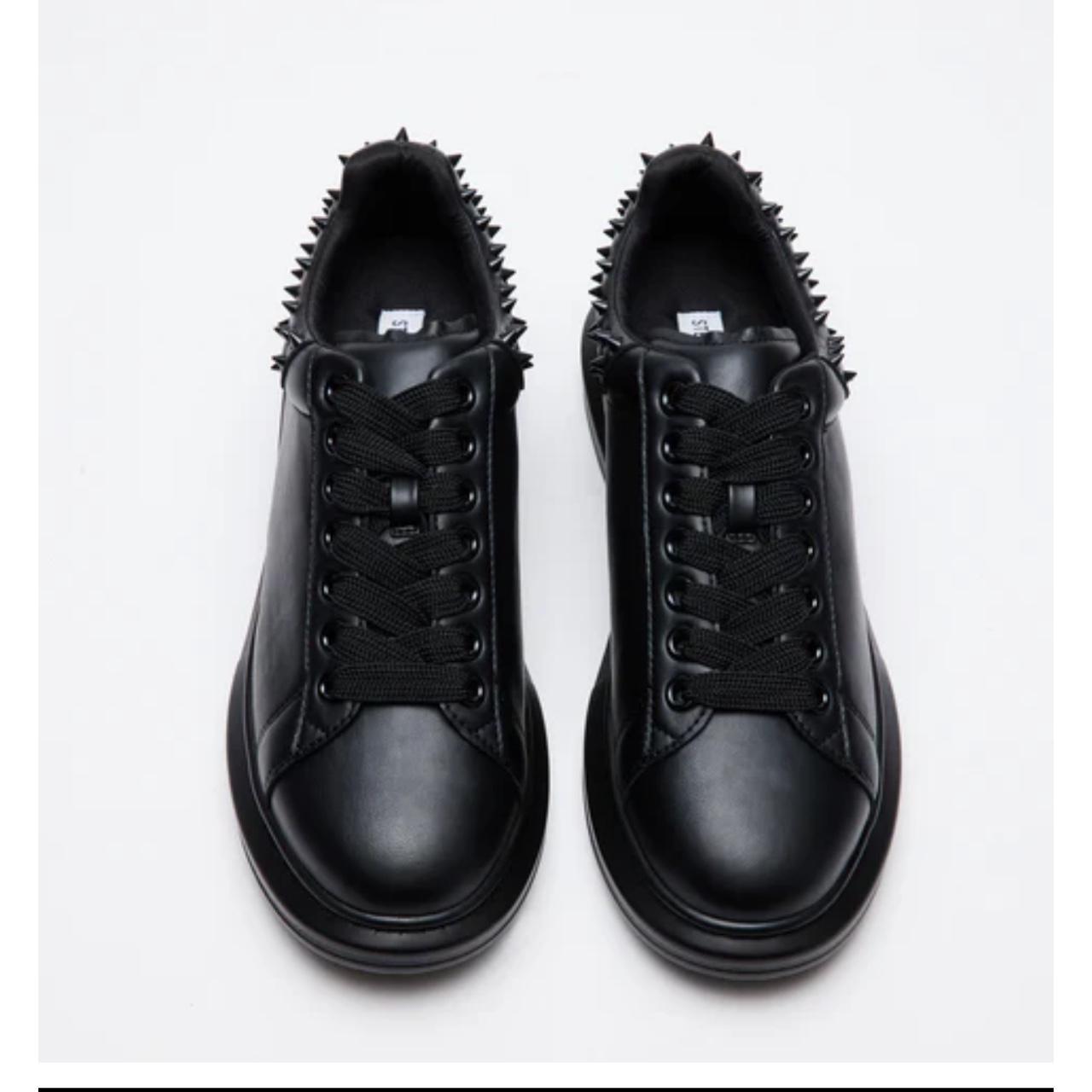 Steve Madden black spiked sneakers with a round toe... - Depop