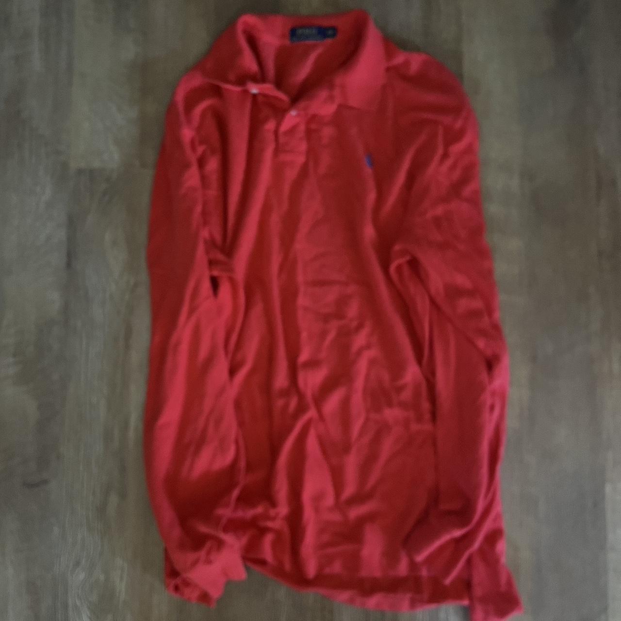 Red long sleeve Polo Ralph Lauren Polo Shirt Size... - Depop
