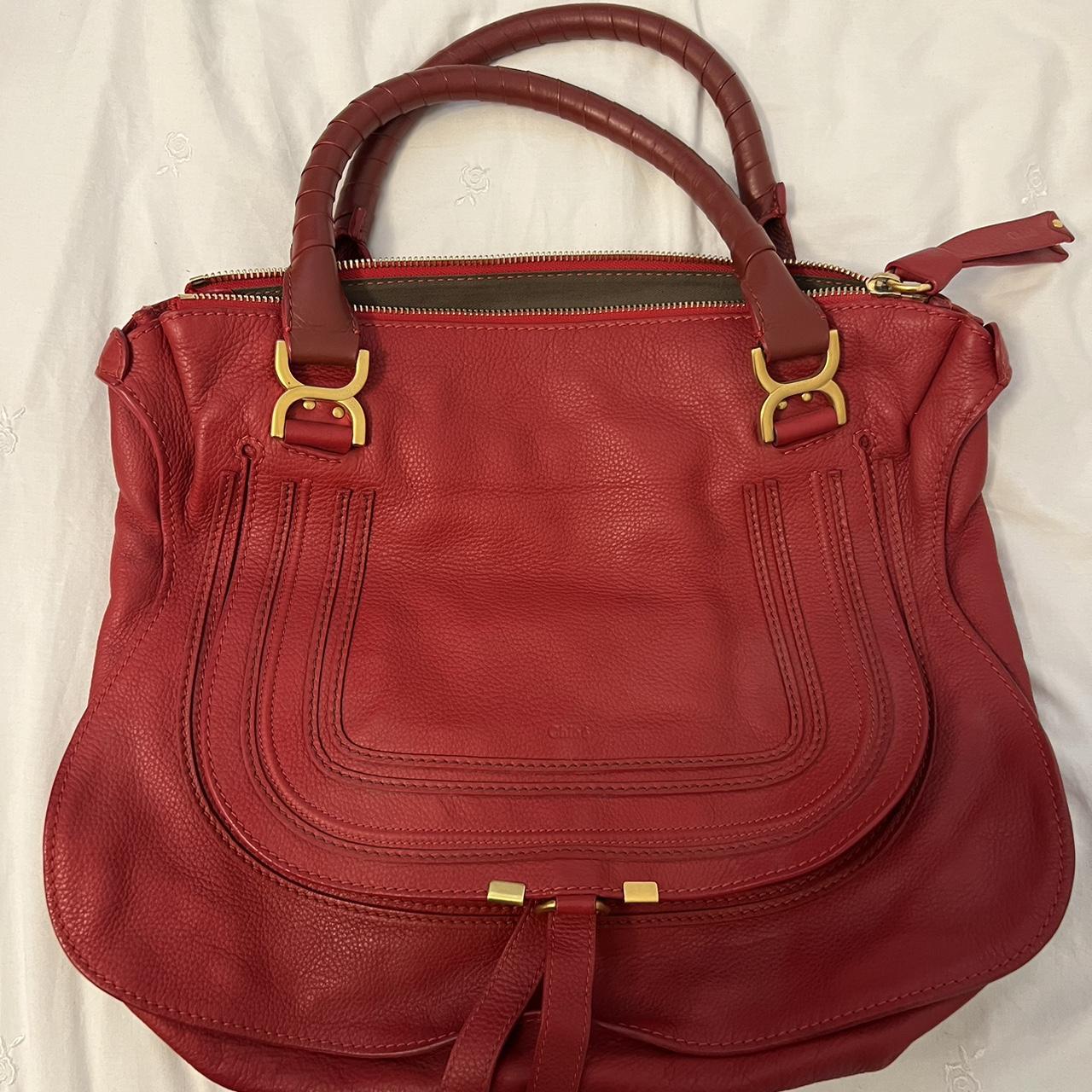 Never been used real vintage Chloé red bag. Gold... - Depop