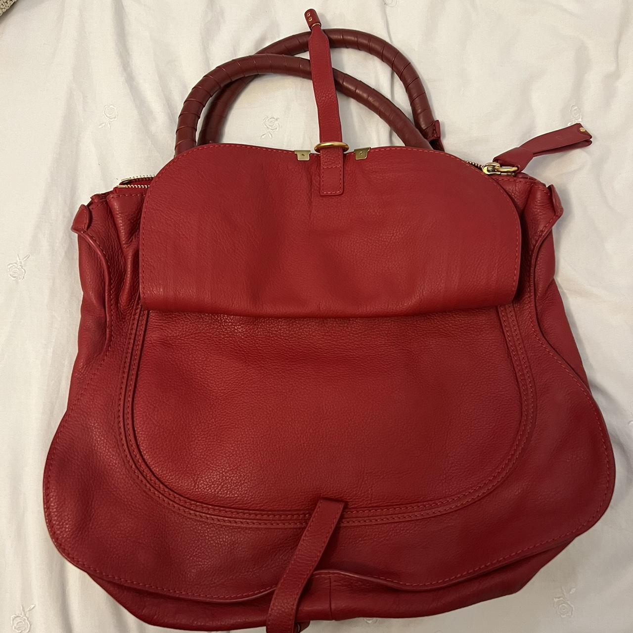 Never been used real vintage Chloé red bag. Gold... - Depop