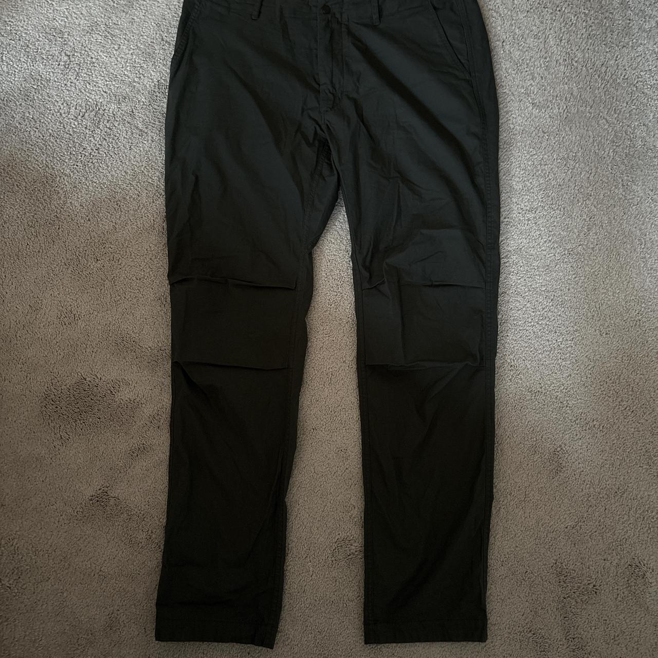Dark grey Relwen pants with snap button waist,... | Depop
