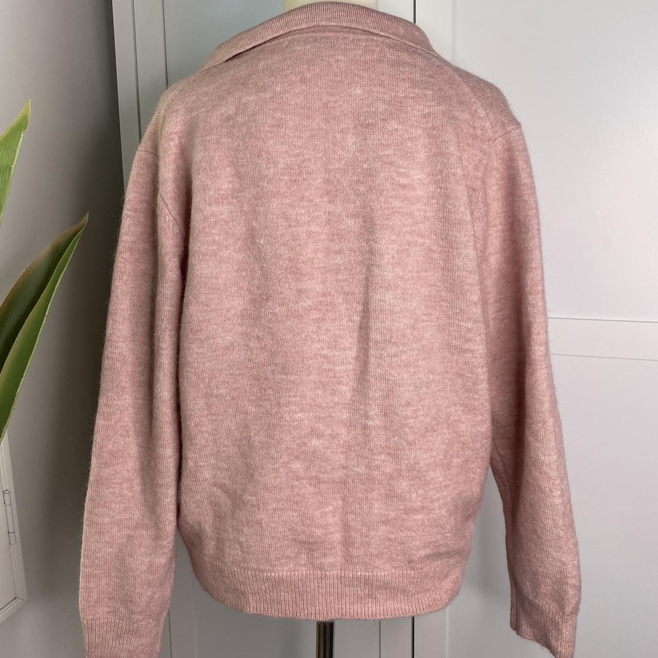 Basque Petite Ladies Pink Knit Long Sleeve Collared... - Depop