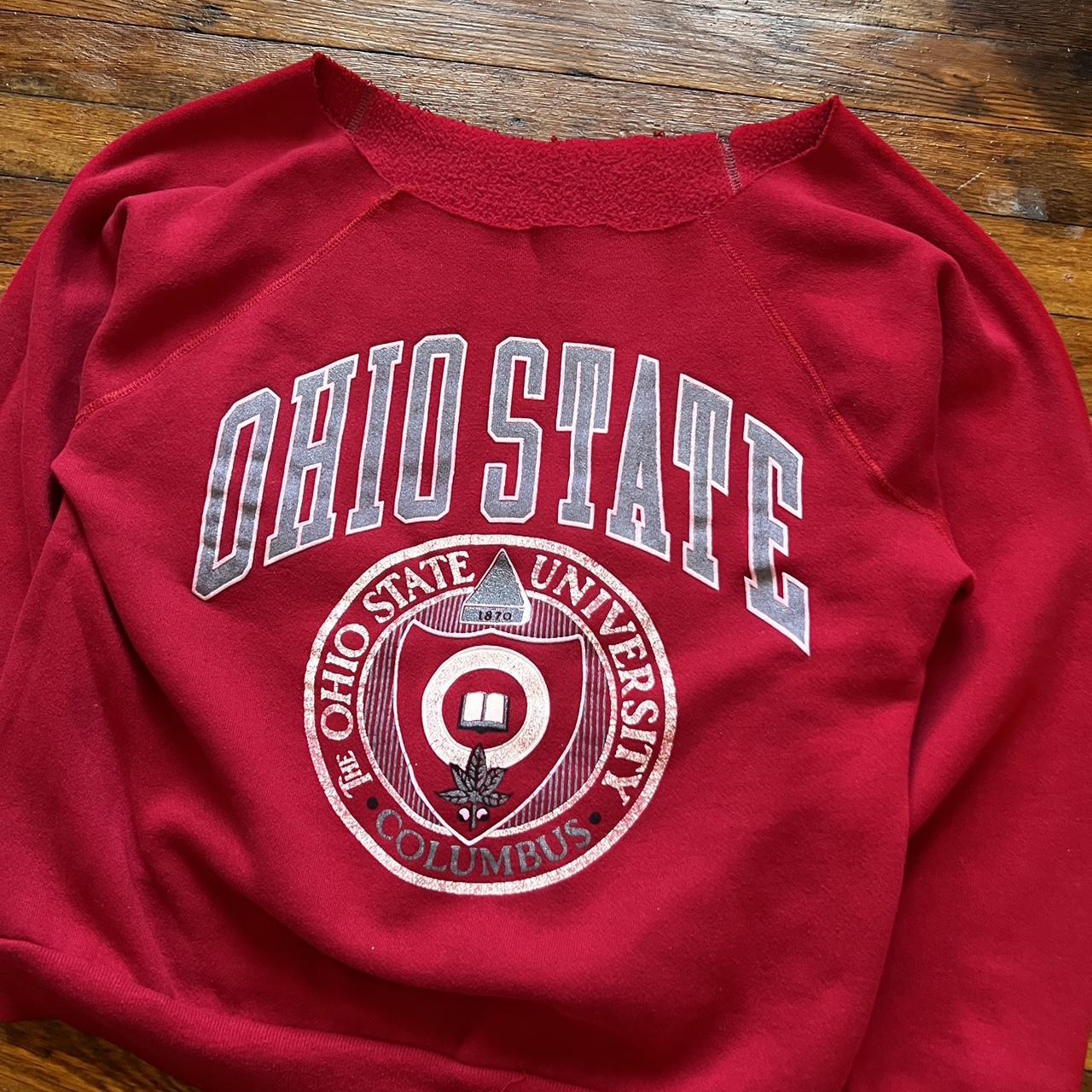Vintage 80s Ohio State Buckeyes Puff Print Crewneck... | Depop