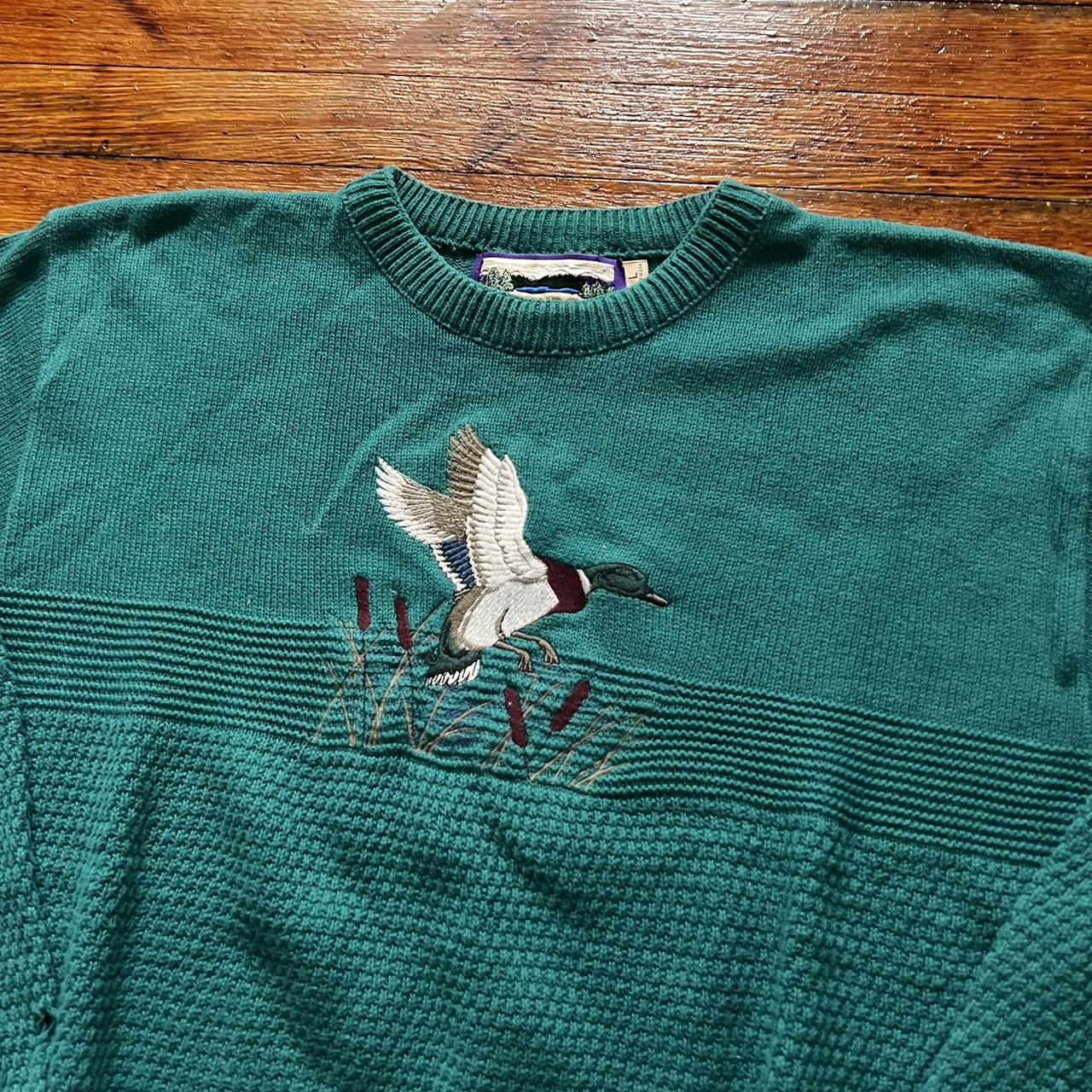 Vintage 80s Knit Ducks Embroidered Indie Grandpa... | Depop