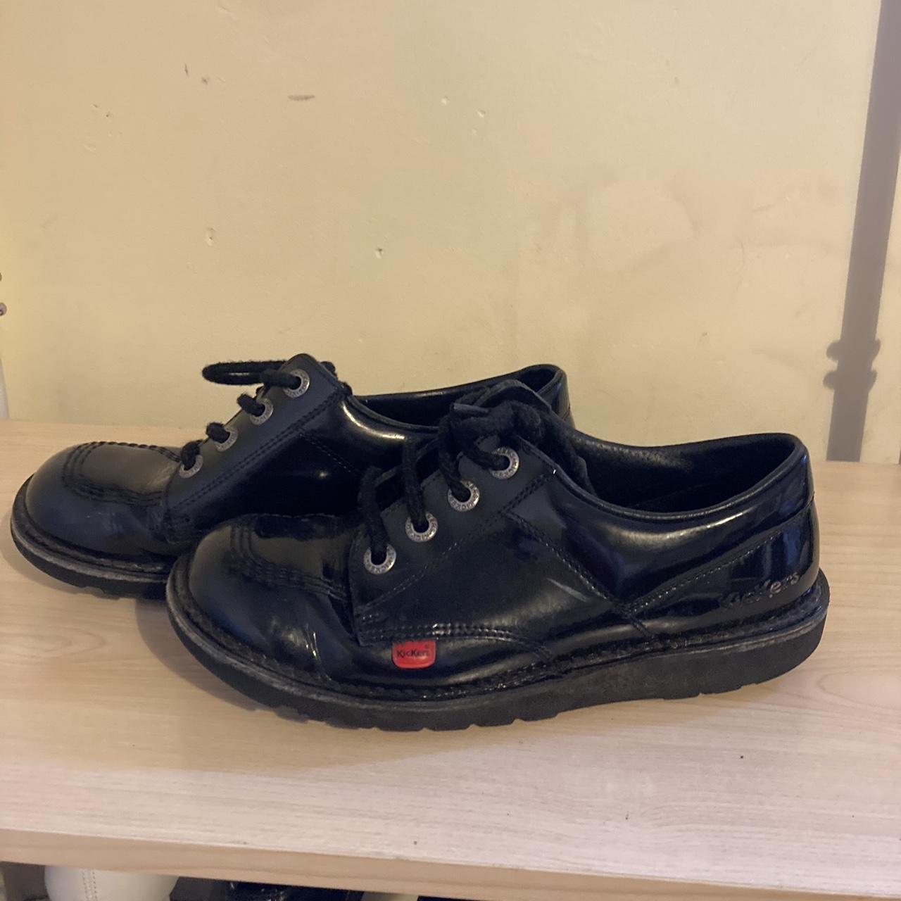 Black patent leather Kickers size 5 with a few... | Depop