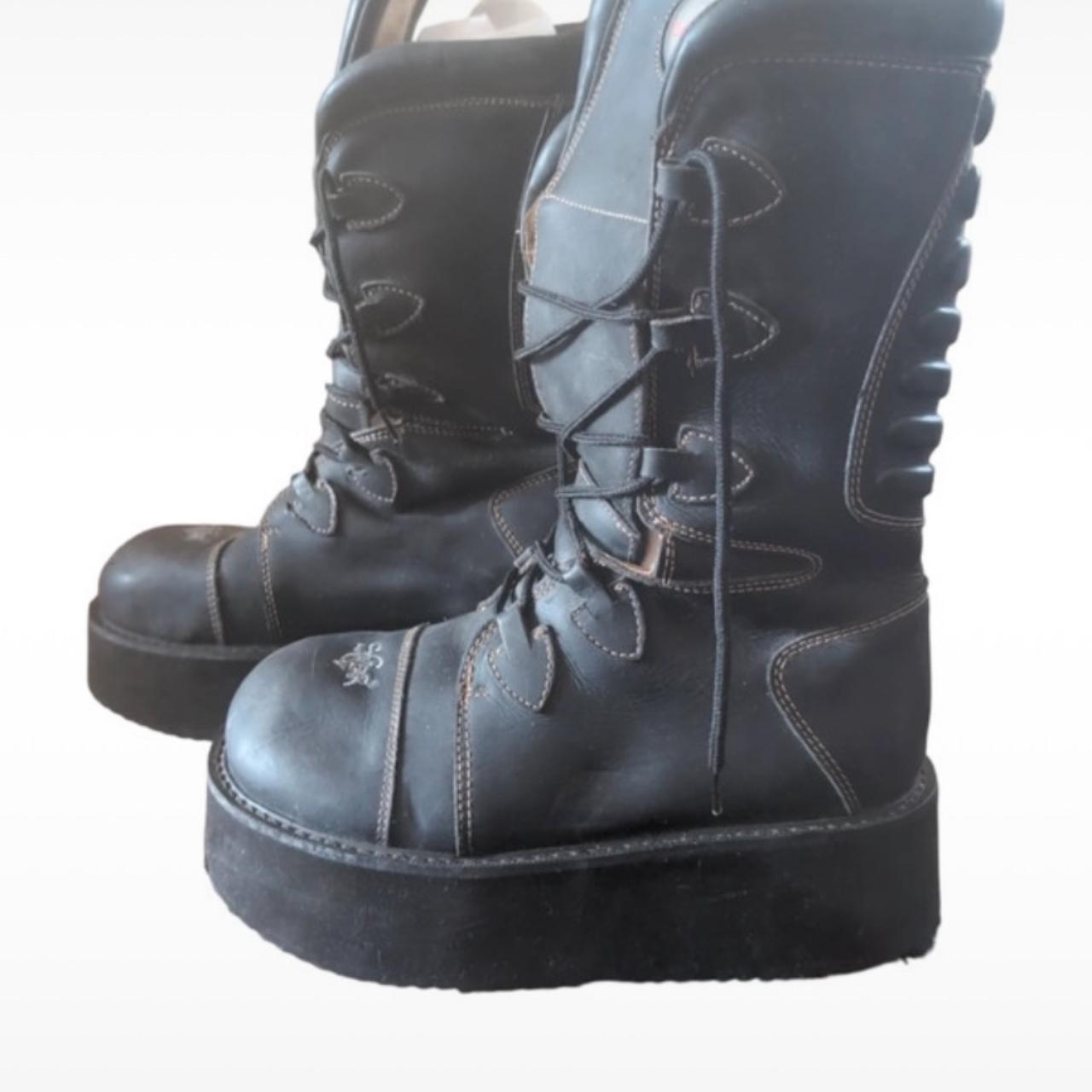 Vintage 90s Rare Swear London Platform Boots UK... - Depop