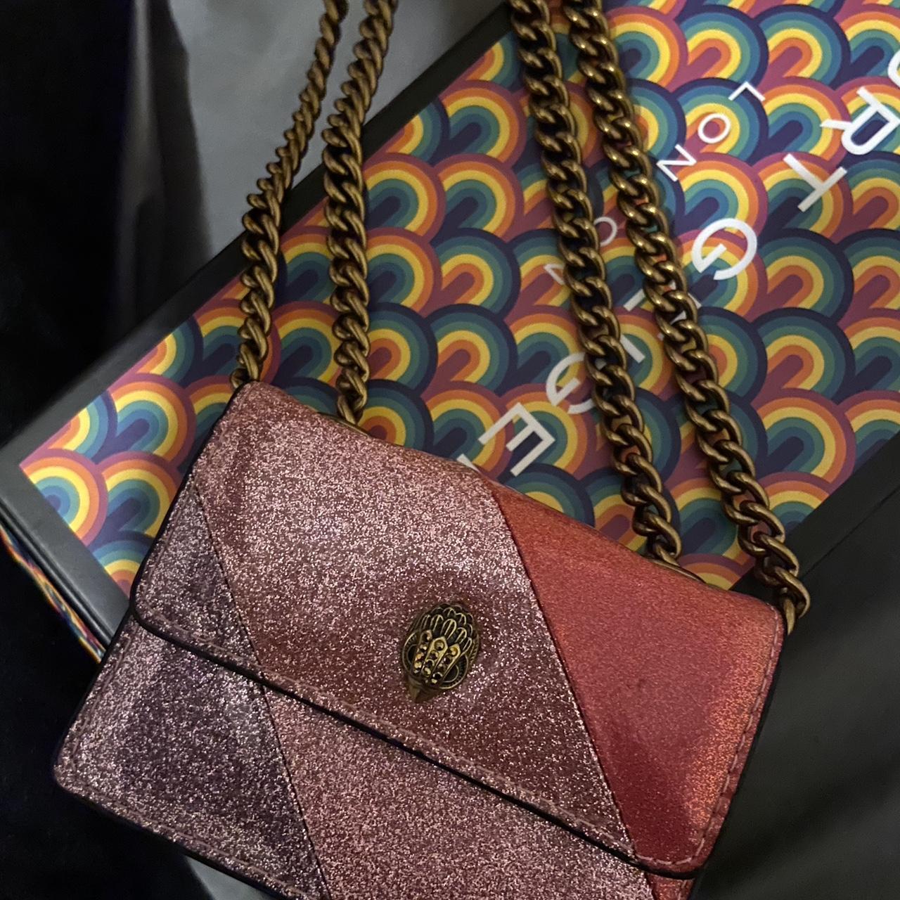 Pink & purple micro Kurt Geiger bag with Gold strap!... | Depop