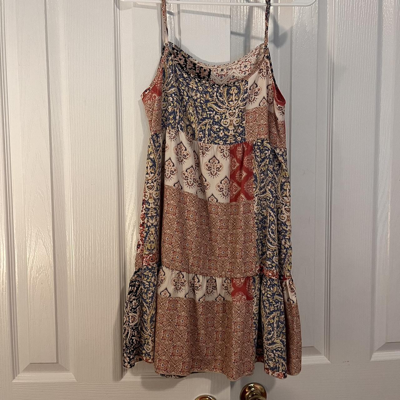 altard state - patchwork mini dress - fits S or M - Depop