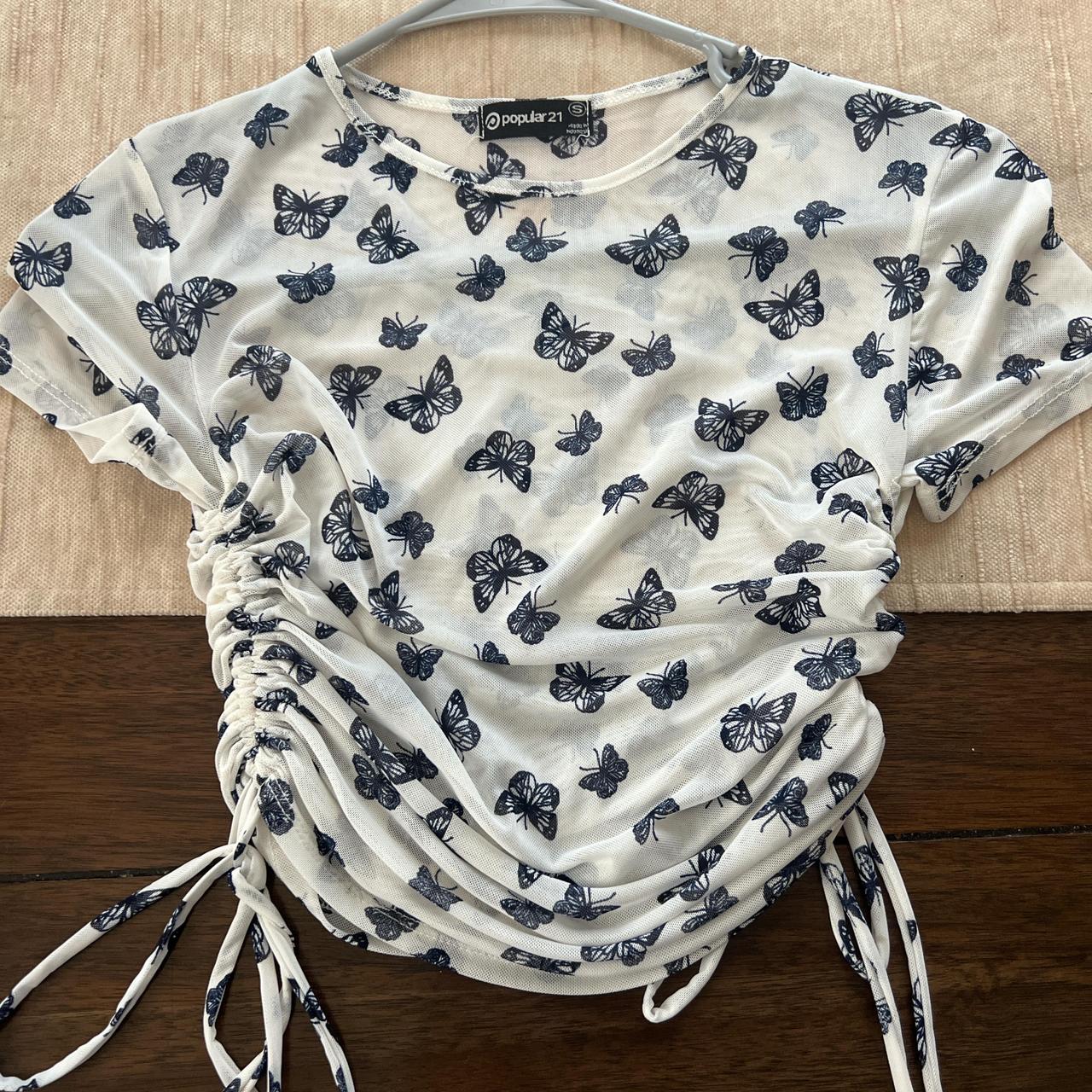 White transparent butterfly top #butterfly #croptop - Depop