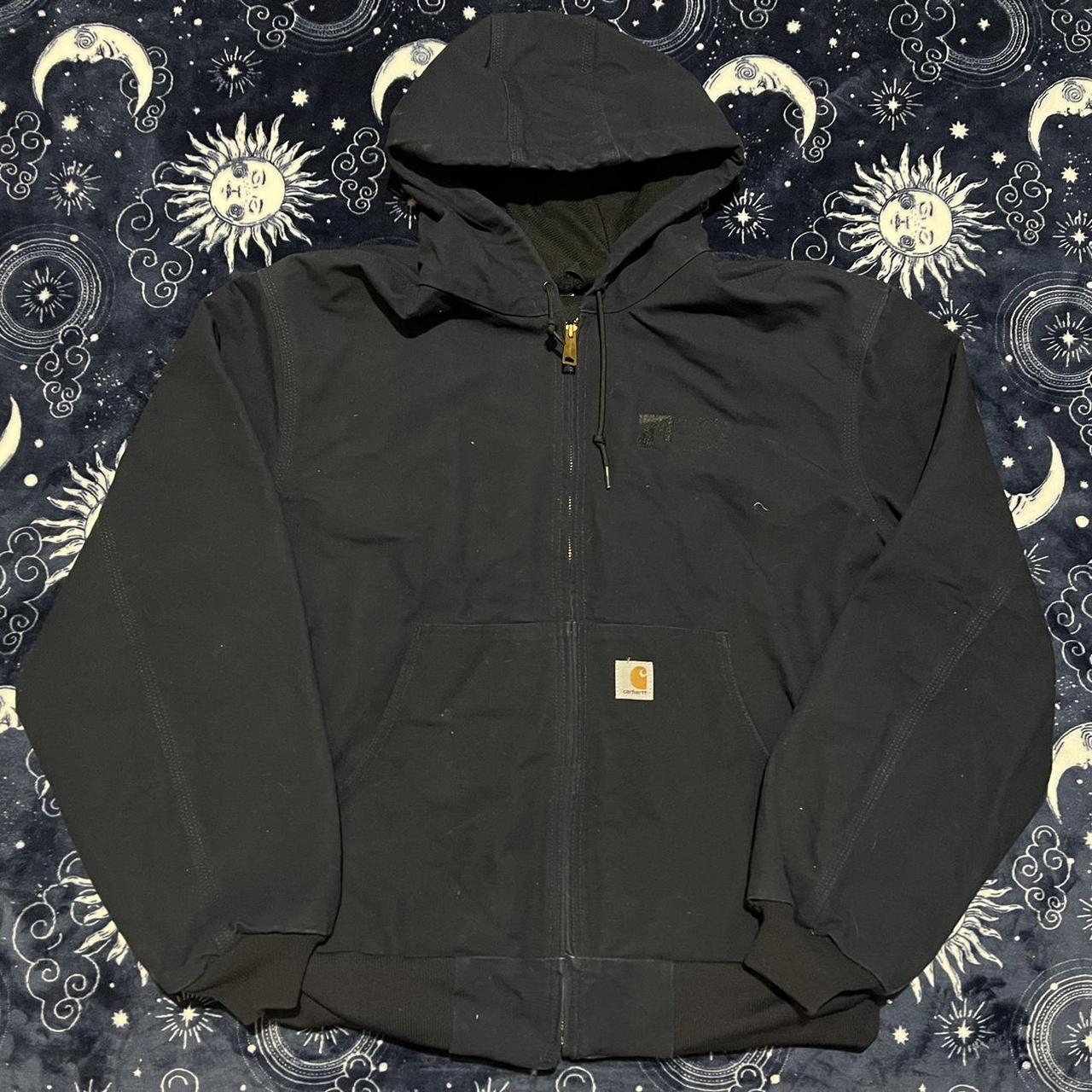 Navy Carhartt hooded work jacket men’s size... - Depop
