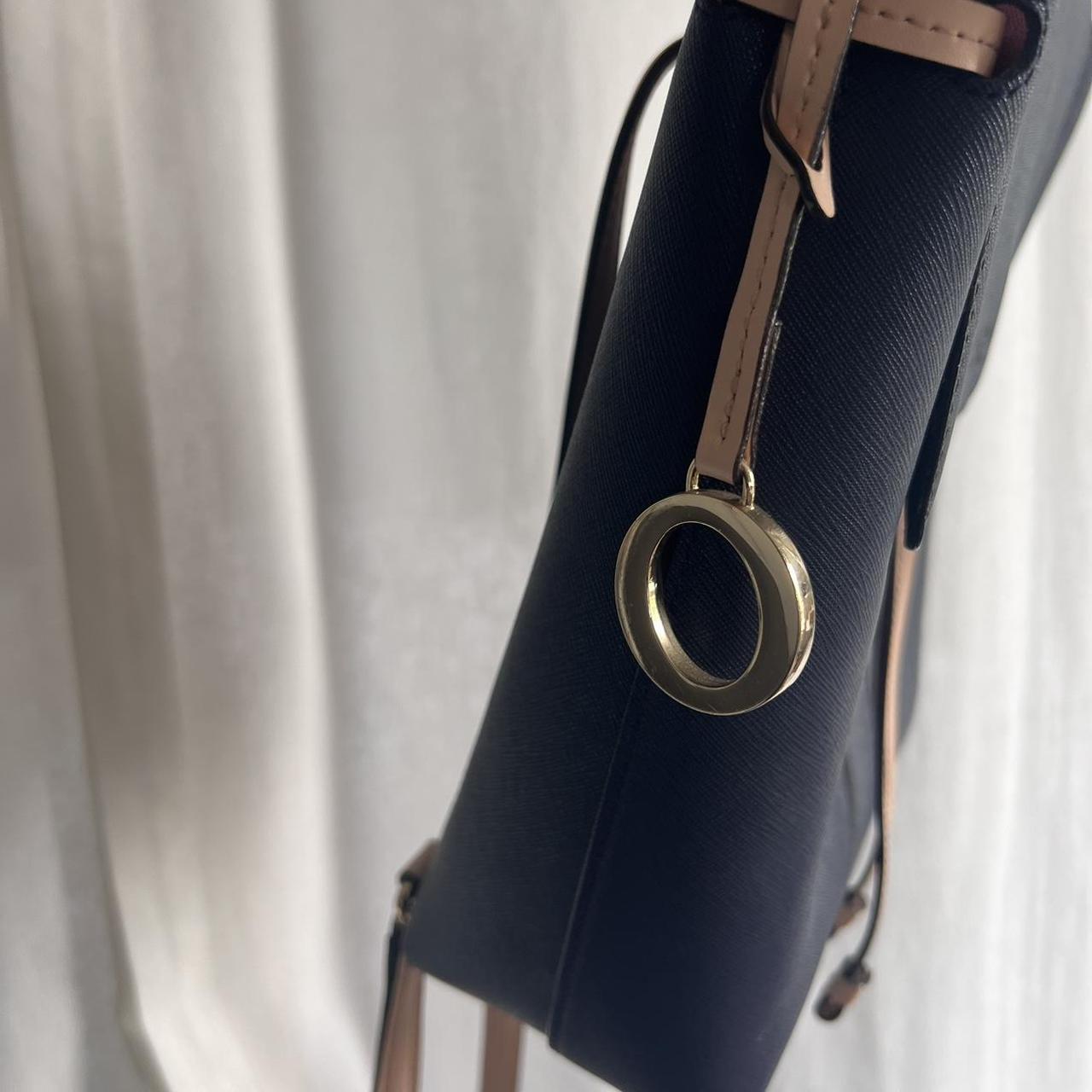 Navy & pink Oroton leather backpack - Depop