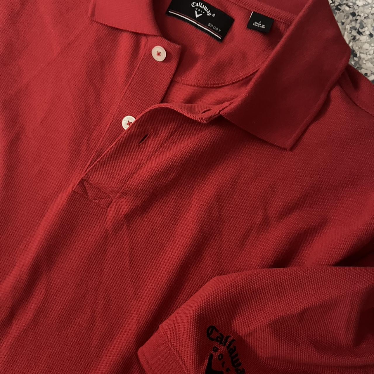 Callaway red short sleeve polo shirt with small logo... - Depop