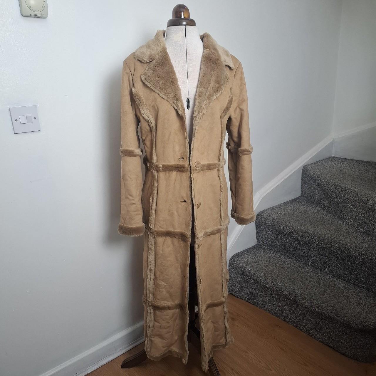 Full length faux suede/fur coat size small Perfect... - Depop