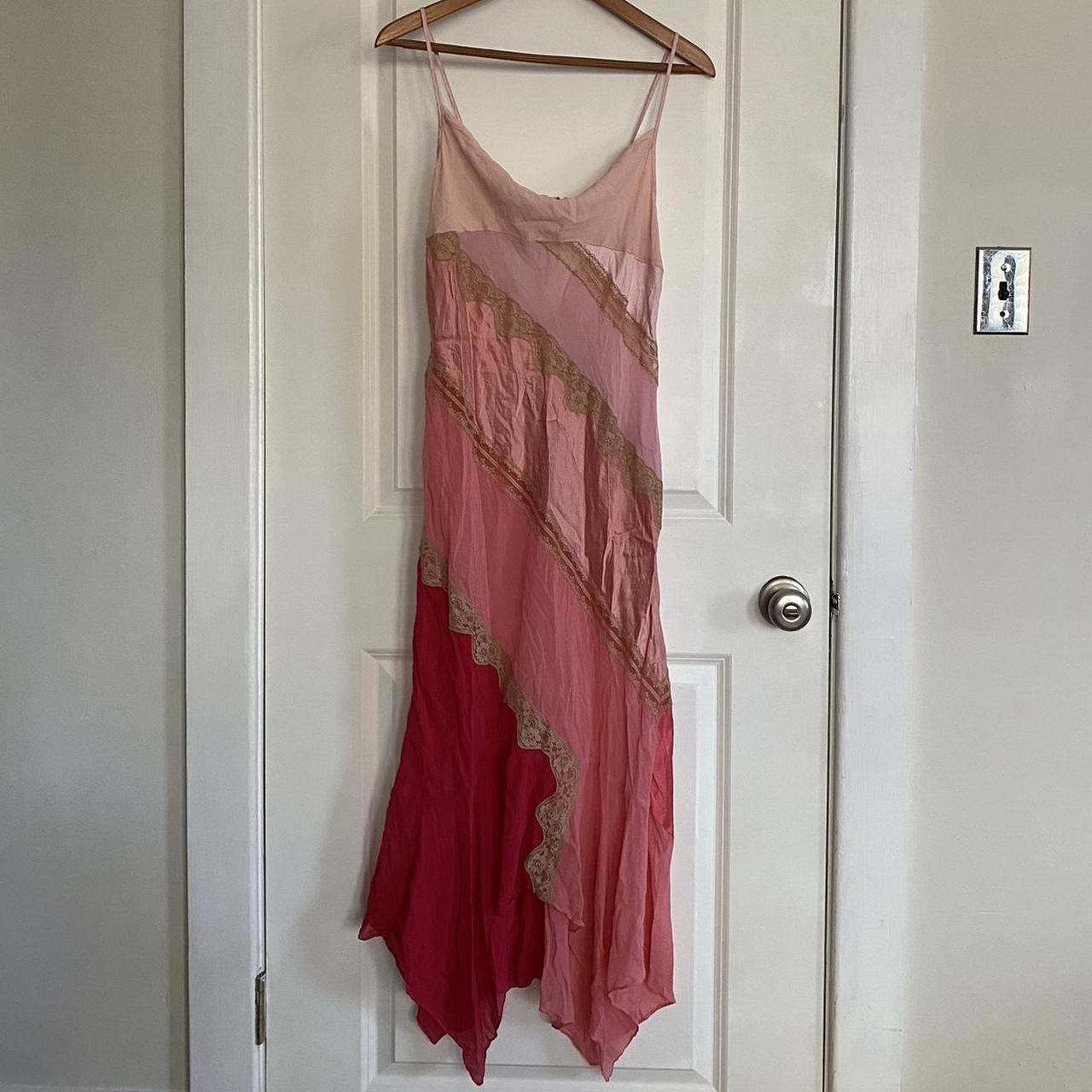 Rare 2002 pink ombré layered 100% silk slip dress by... - Depop